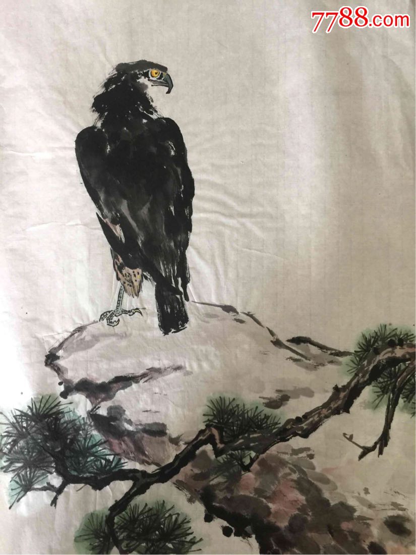 松鹰图中国写意水墨画原画生宣纸 价格 380元 se55180138 花鸟国画原作 零售 7788收藏 收藏热线