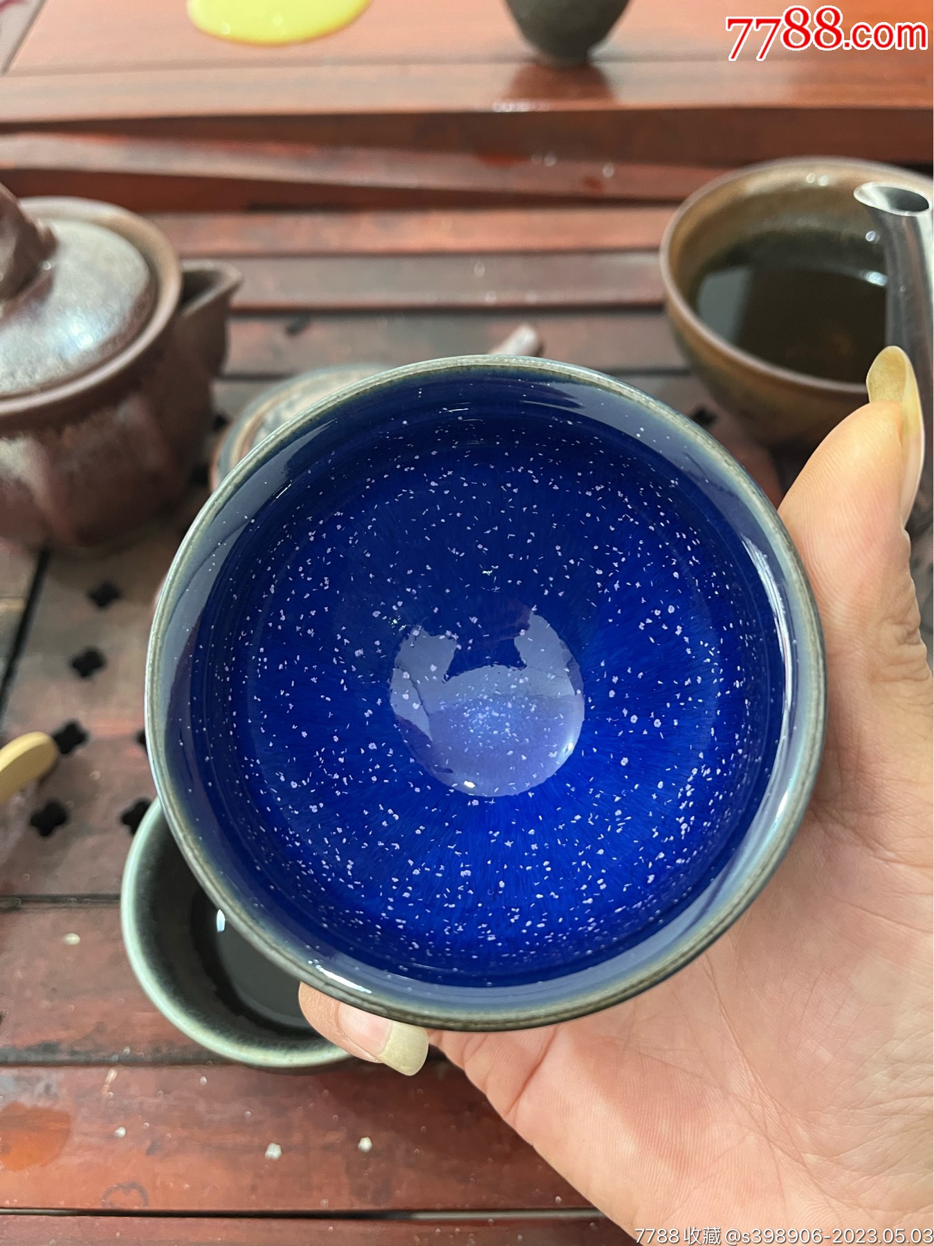 建阳建盏 柴烧回蓝金沙 茶杯 茶盅 茶盏 欣欣建盏7788收藏 收藏热线