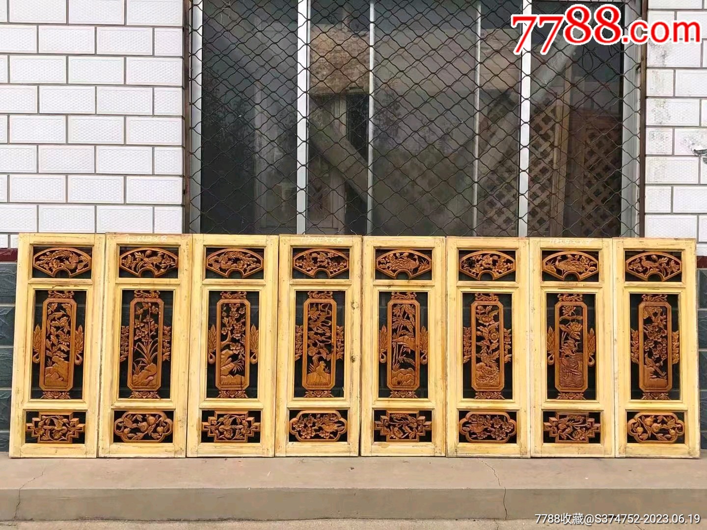 满雕工精品窗片一套8片雕工精细 完整尺寸高112单片宽43 价格 3888元 se94592788 木门窗 零售 7788收藏 收藏热线