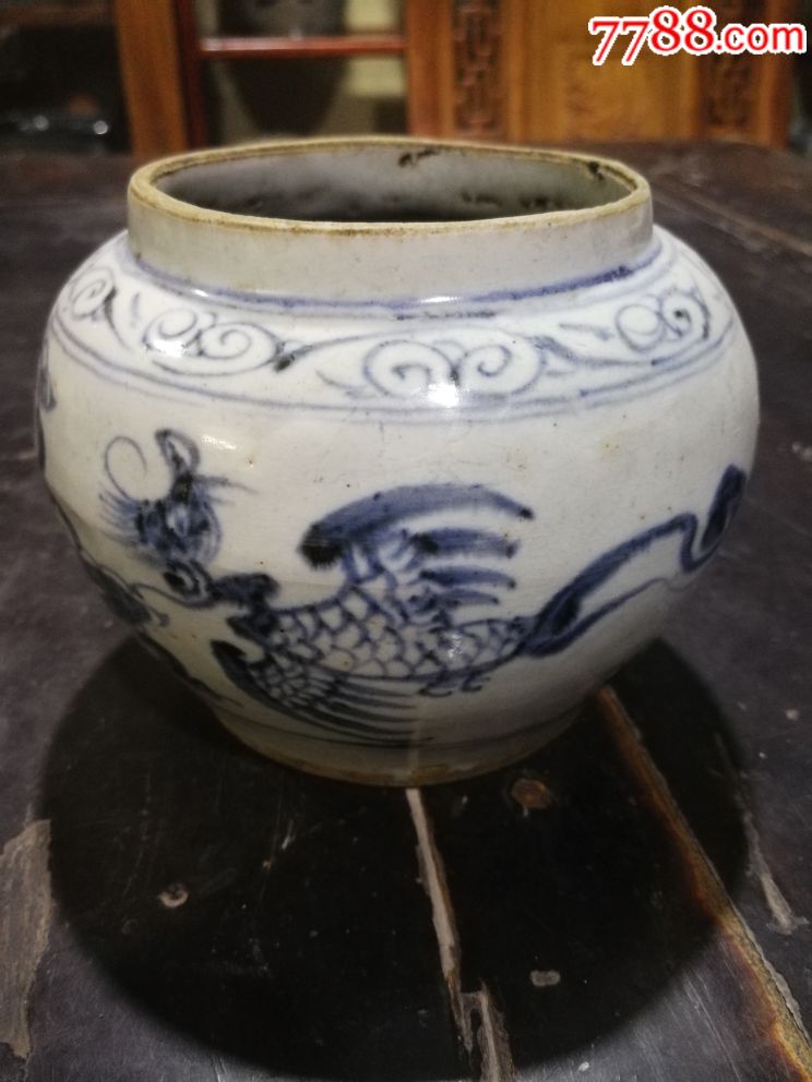 青花凤纹小罐_青花瓷_小谦古玩店【7788收藏__收藏热线】