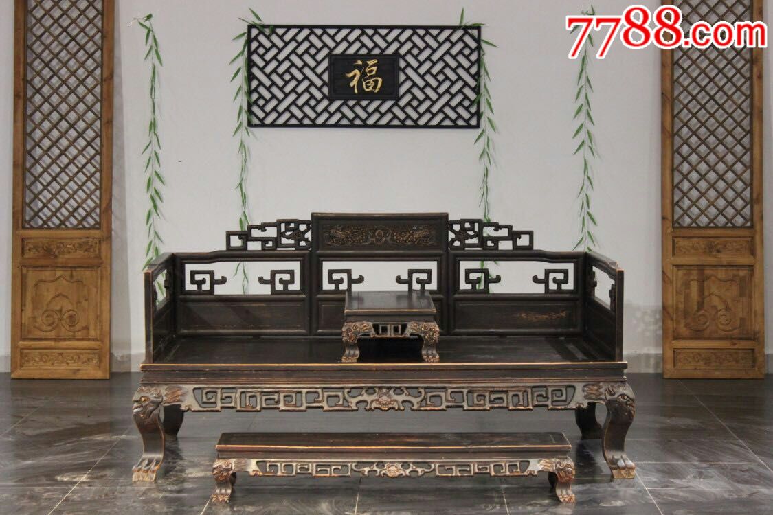 床，大气上档次，雕工精湛，豪宅，别墅，雅士使用收藏，210/105/51。炕桌，_木床/木榻_天下古董【7788收藏】