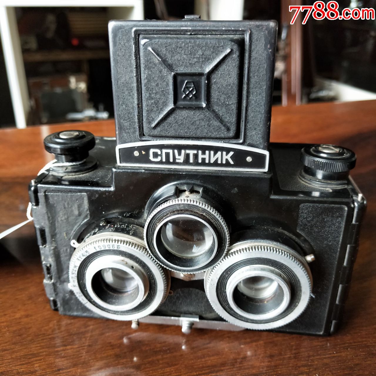 SPUTNIK前苏联中画幅120反光立体三镜头3D相机快门工作7品_傻瓜机/胶片相机_古董影像器材收藏【7788收藏__收藏热线】