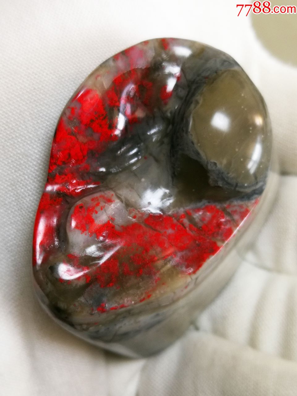 昌化鸡血石随形印章料133g（全软地，手工好刻，血面有一豆青冻半圆球，可巧雕！）-价格:999元-se70075257-昌化石印-零售 ...