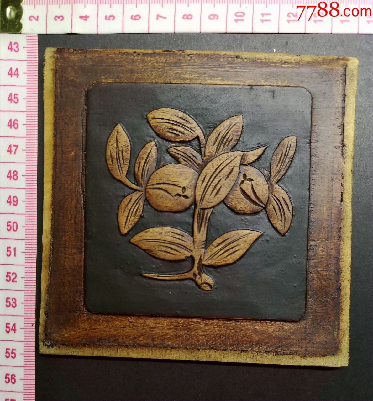清代楠木大漆上金浮雕精品木雕小花板《花草》（md1512)_木雕花板_东林书屋【7788收藏__收藏热线】