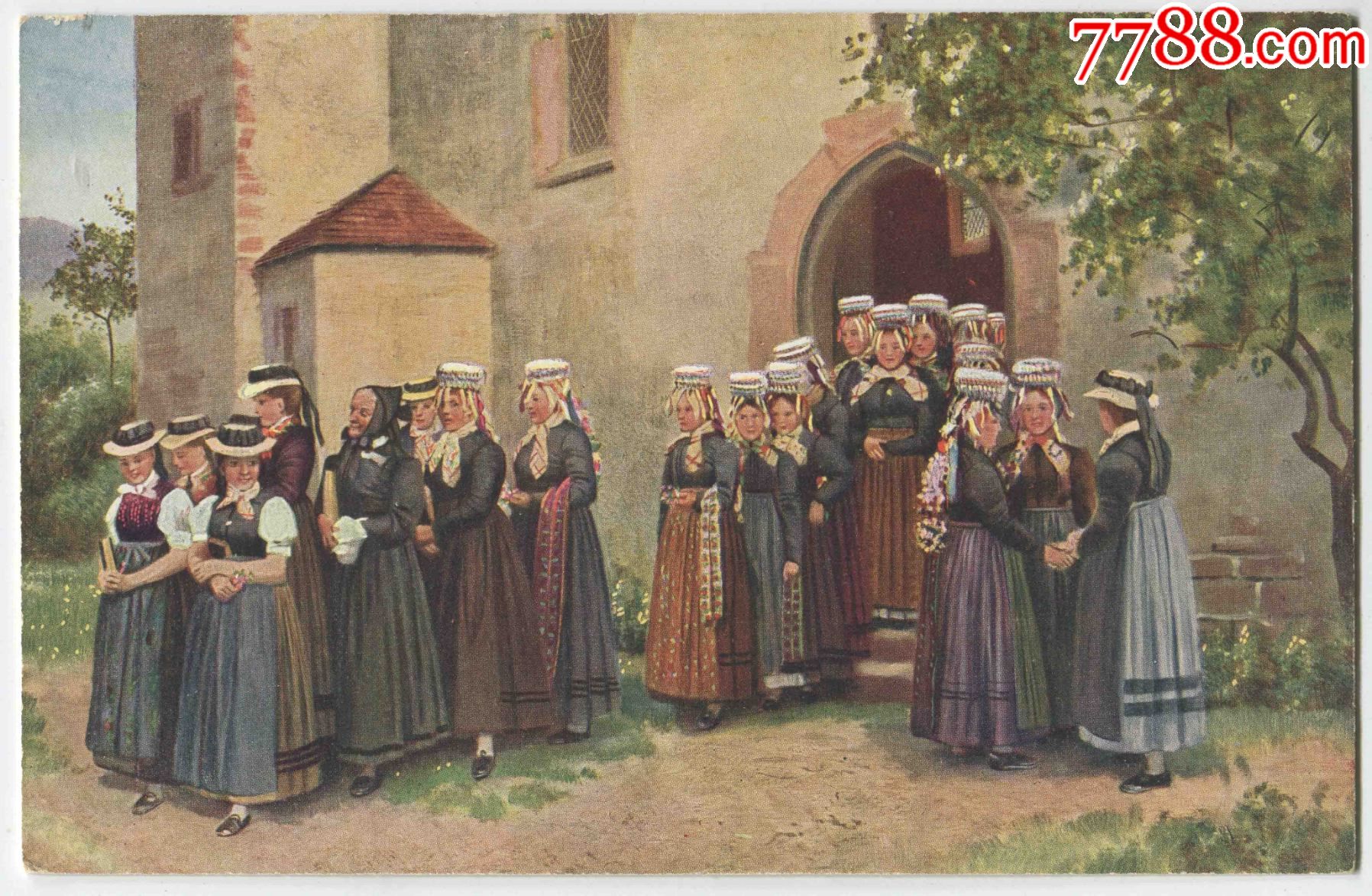 早期1900-40s空白明信片修道院的民族妇女服饰CARD12/100-价格:25元-se75852484-明信片/邮资片-零售-7788收藏__收藏热线