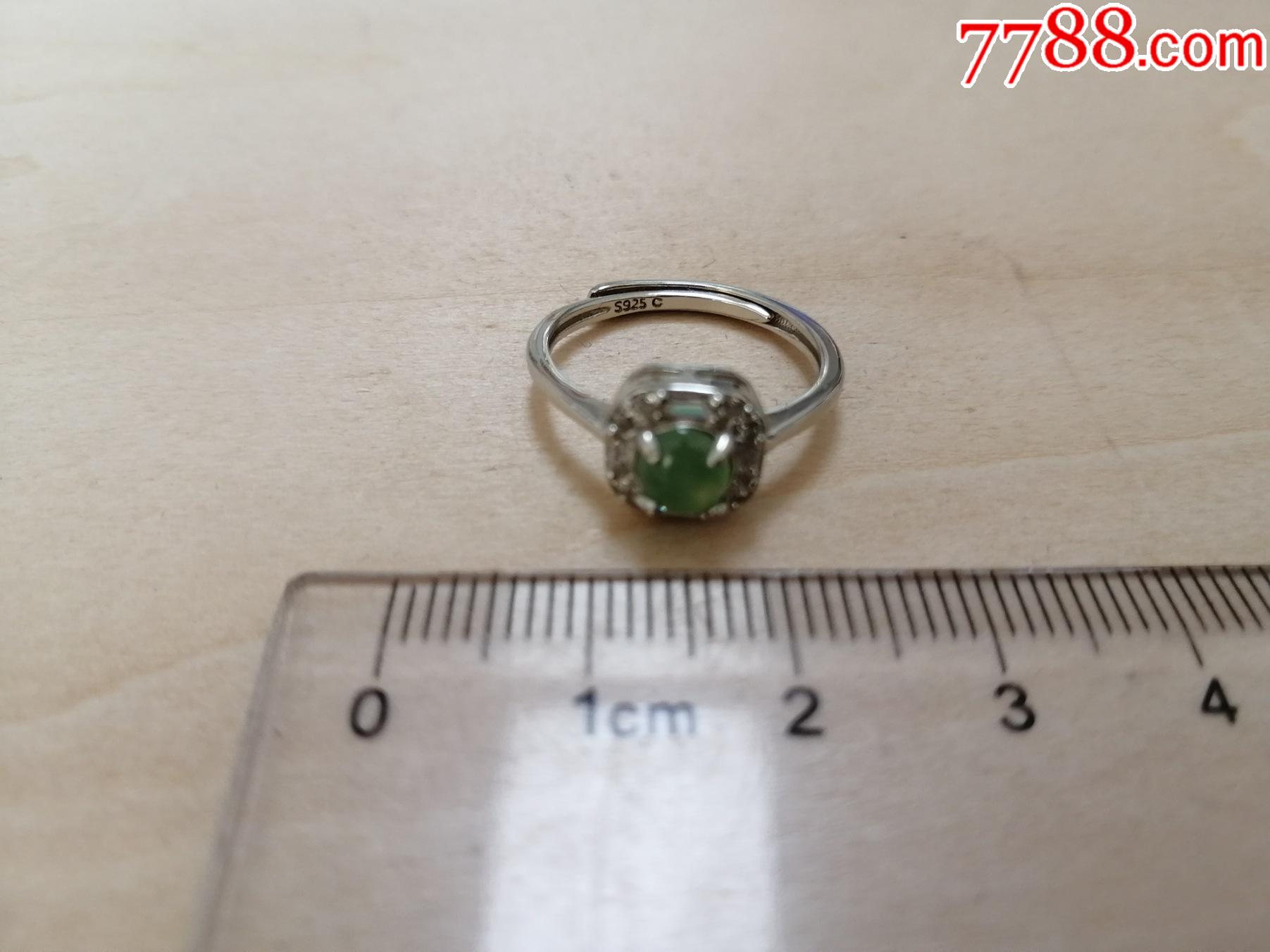 925银戒指，开口戒指，镶翠玉戒面装饰，精美，尺寸重量见图，有S925钢印，秀气-价格:95元-se78042068-银戒指-零售-7788收藏__收藏热线
