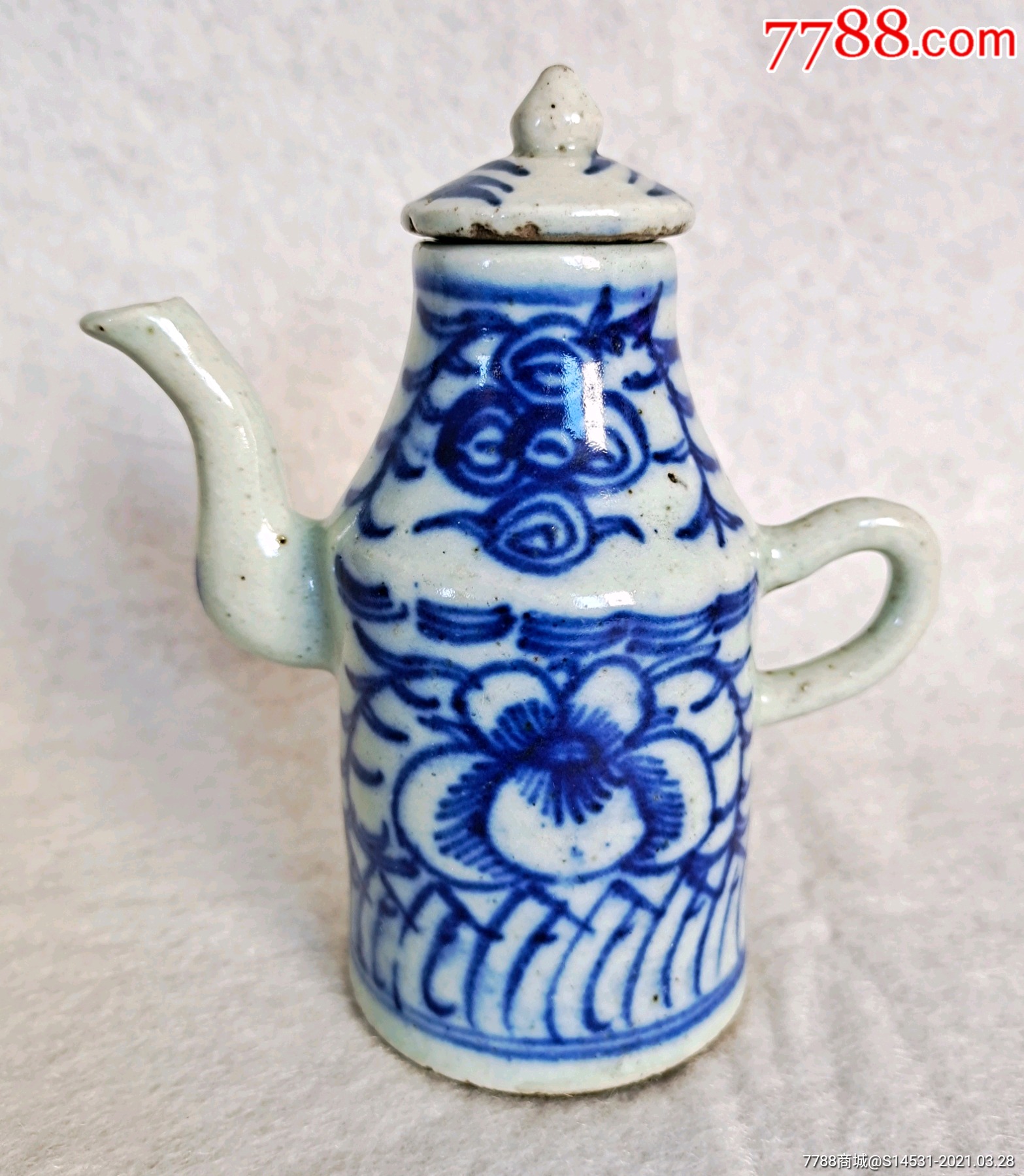 嘉道青花缠枝莲酒壶_青花瓷_一眼货【7788收藏__收藏热线】