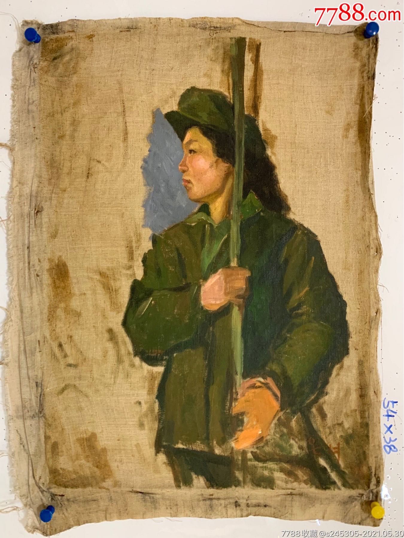 朝鲜老油画人物已故功勋艺术家郑温女作品_油画原画_神彩朝鲜画廊【7788收藏__收藏热线】