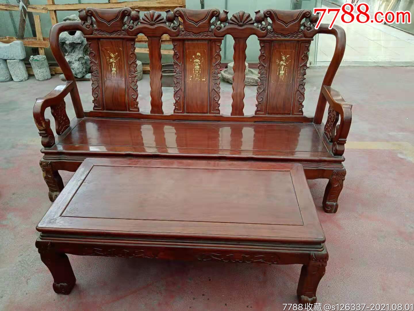 八十年代菠萝格沙发五件套三人沙发185*59*111，三人沙发123*58*43-价格:3800元-se81763421-其他木艺家具-零售-7788收藏__收藏热线