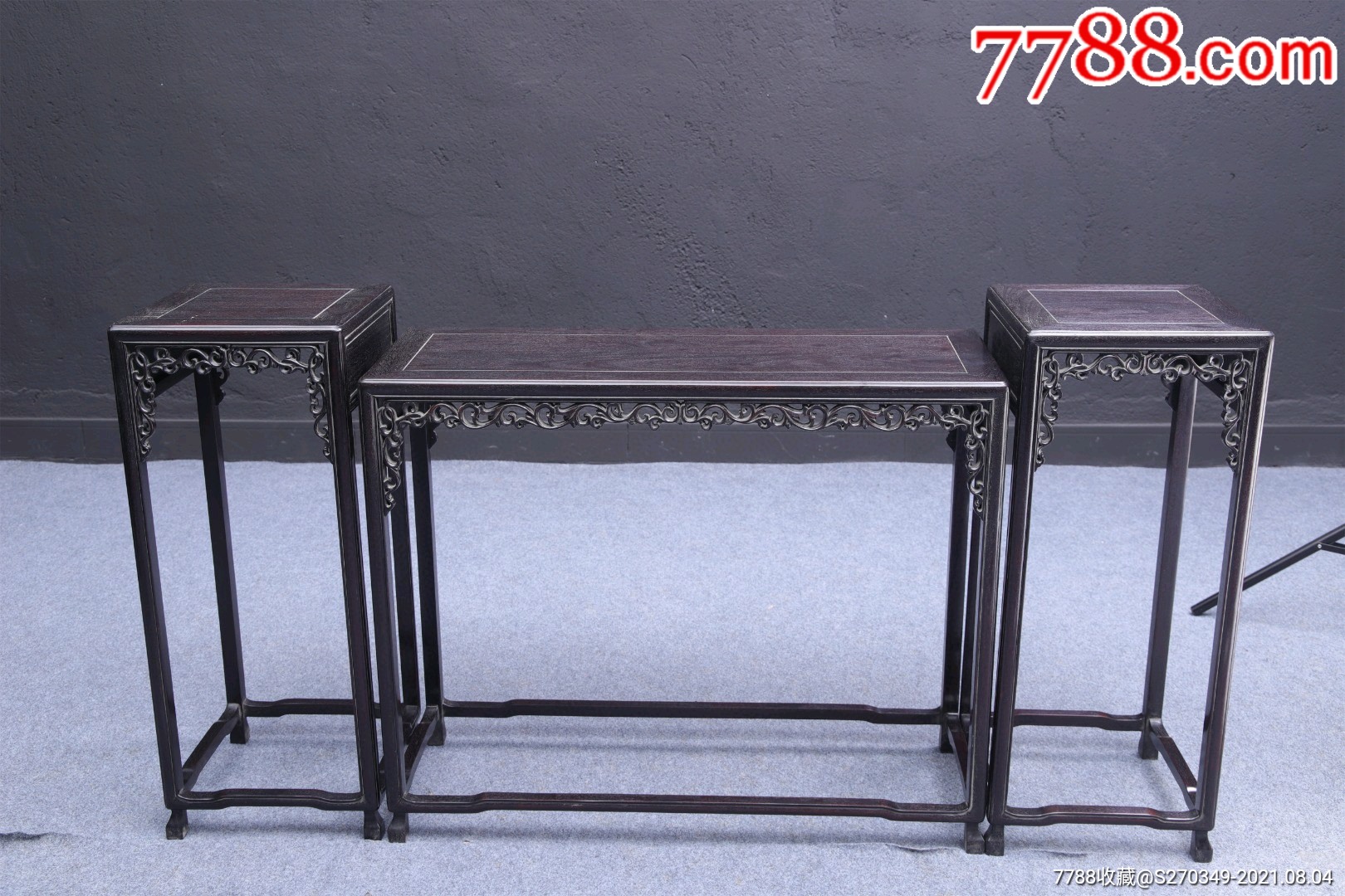 卷草纹三件套_木花架_图片分类_回收价值_7788报纸收藏