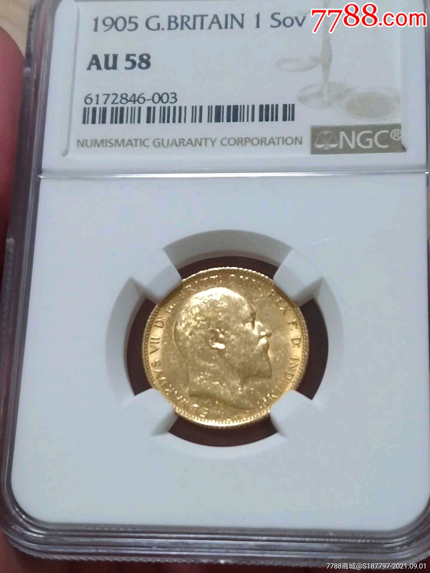 NGC-AU58英国1905年马剑金币爱德华七世索维林金币_银元/机制银币_小国钱府【7788收藏__收藏热线】