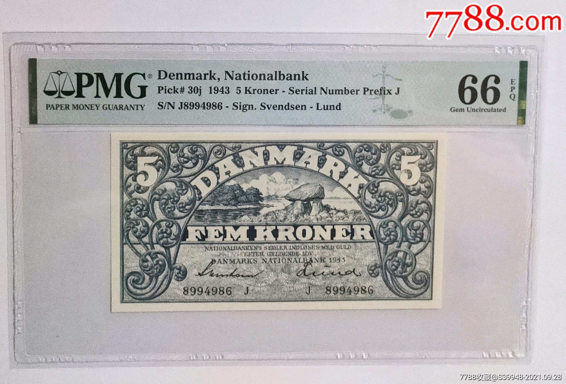 评级币冠军分丹麦纸币1943年5克朗PMG66-价格:3600元-se82866639-其他欧洲钱币-零售-7788收藏__收藏热线