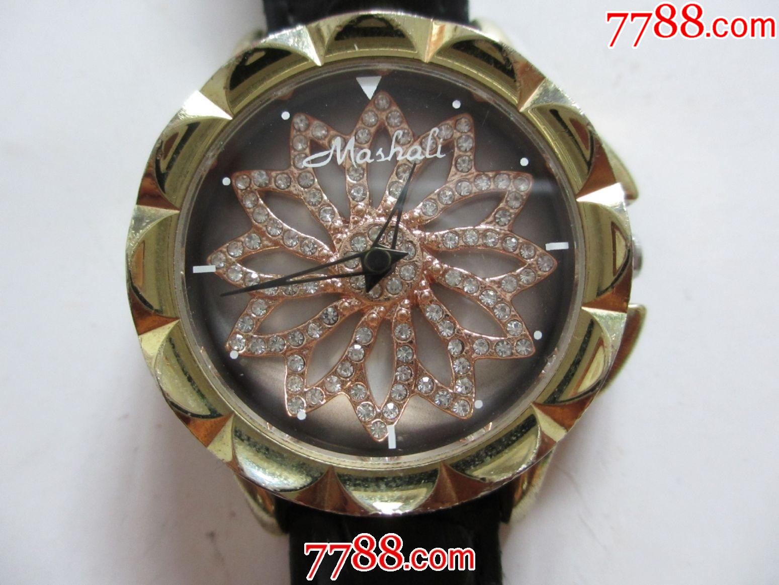 外国制造还非常新镀金镶钻花瓣旋转表盘【MashaLi】男士腕表!【飞转镶钻表盘】_手表/腕表_燕赵收藏【7788收藏__收藏热线】