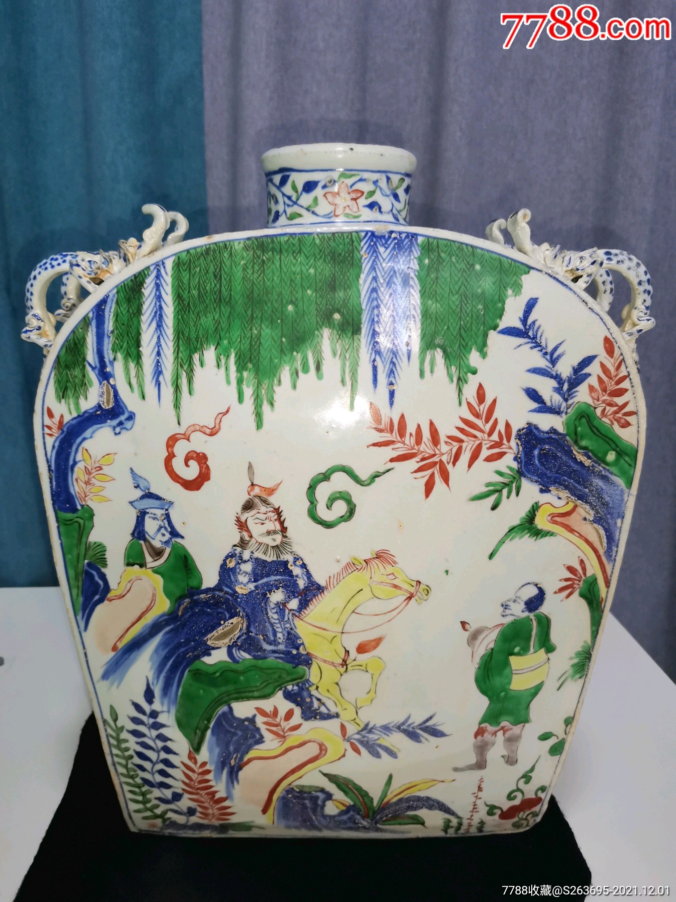 元四系粉彩人物故事扁瓶_彩绘瓷/彩瓷_图片价格_收藏价值_7788铜锁收藏