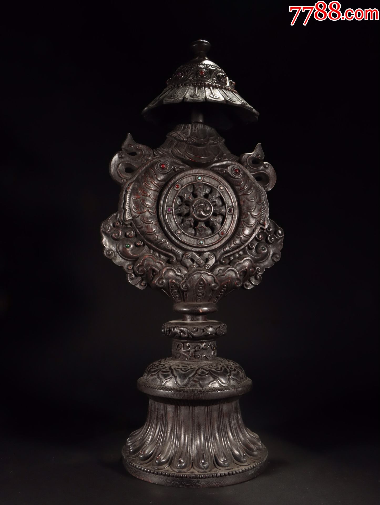 藏家让藏，老沉香藏式密宗法器八吉祥双鱼摆件_木雕摆件_熙宝之斋【7788收藏__收藏热线】