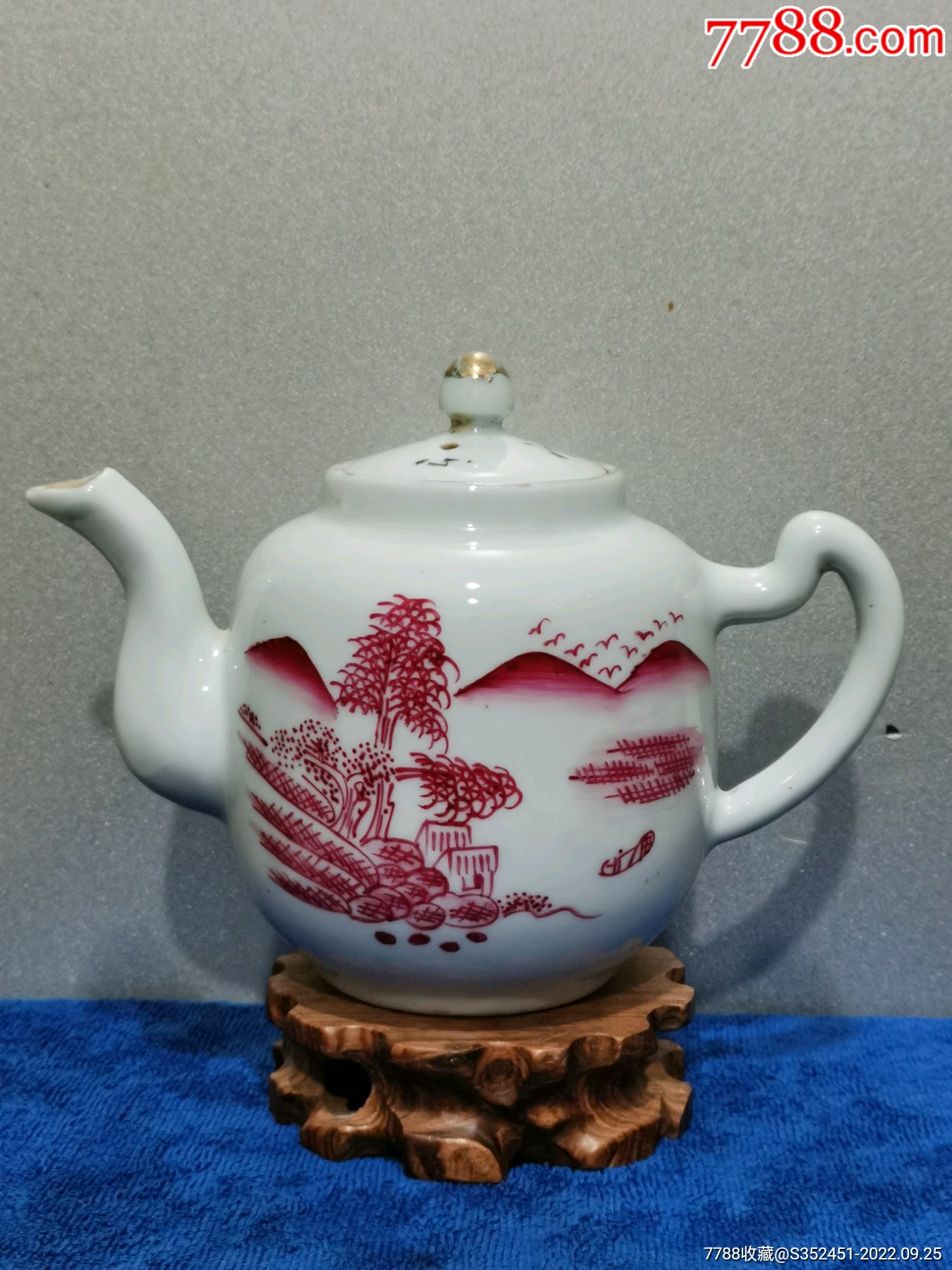 手绘胭脂红茶壶_青白瓷/影青瓷_图片鉴赏_收藏价格_7788铜器收藏