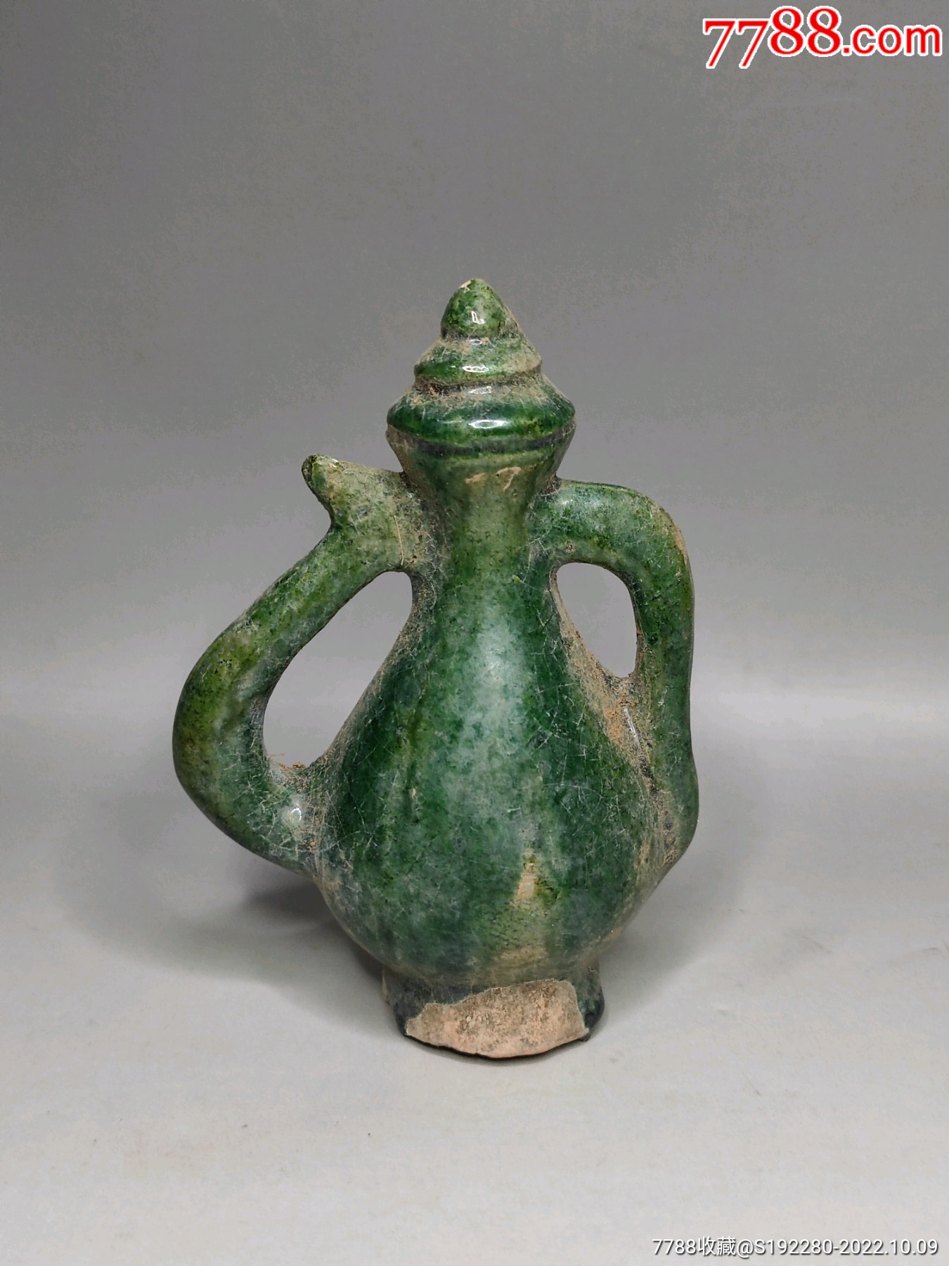 三彩执壶（工艺品）！长7cm宽4.2cm高11cm。-价格:80元-se89868639-绿釉瓷-零售-7788收藏__收藏热线
