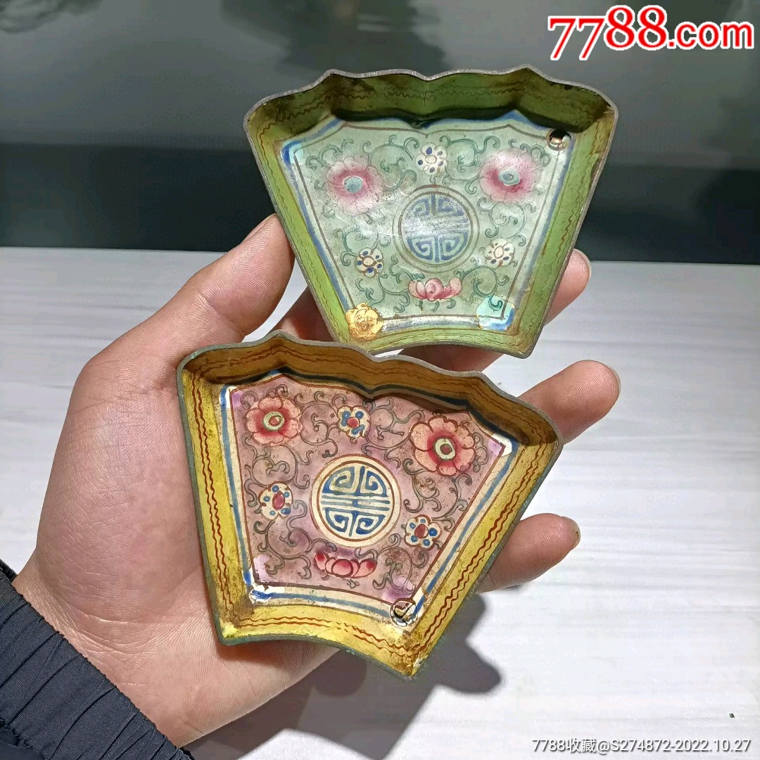 晚清民国铜胎珐琅盘两个_其他景泰蓝/珐琅_顺应时代【7788收藏__收藏热线】