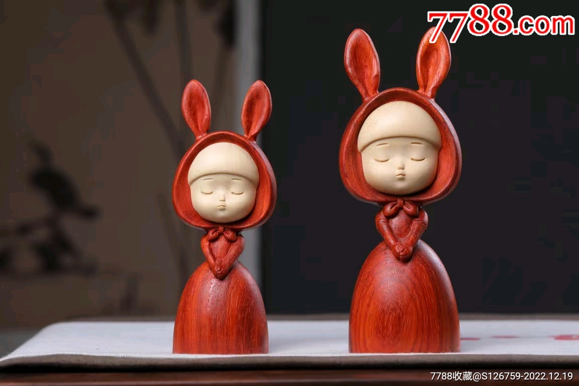 红花梨木兔美人摆件_木雕摆件_收藏行情_回收价格_7788小本票