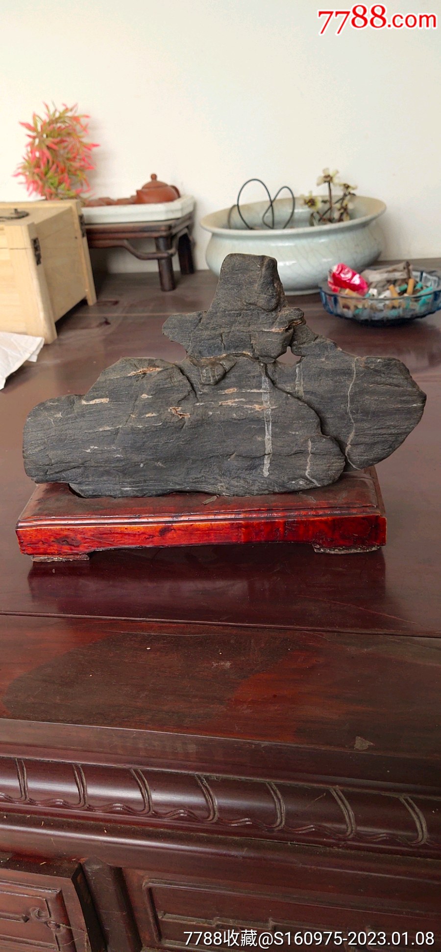 一帆风顺奇石灵璧石摆件一个，完整。-价格:888元-se91419855-灵璧石-零售-7788收藏__收藏热线