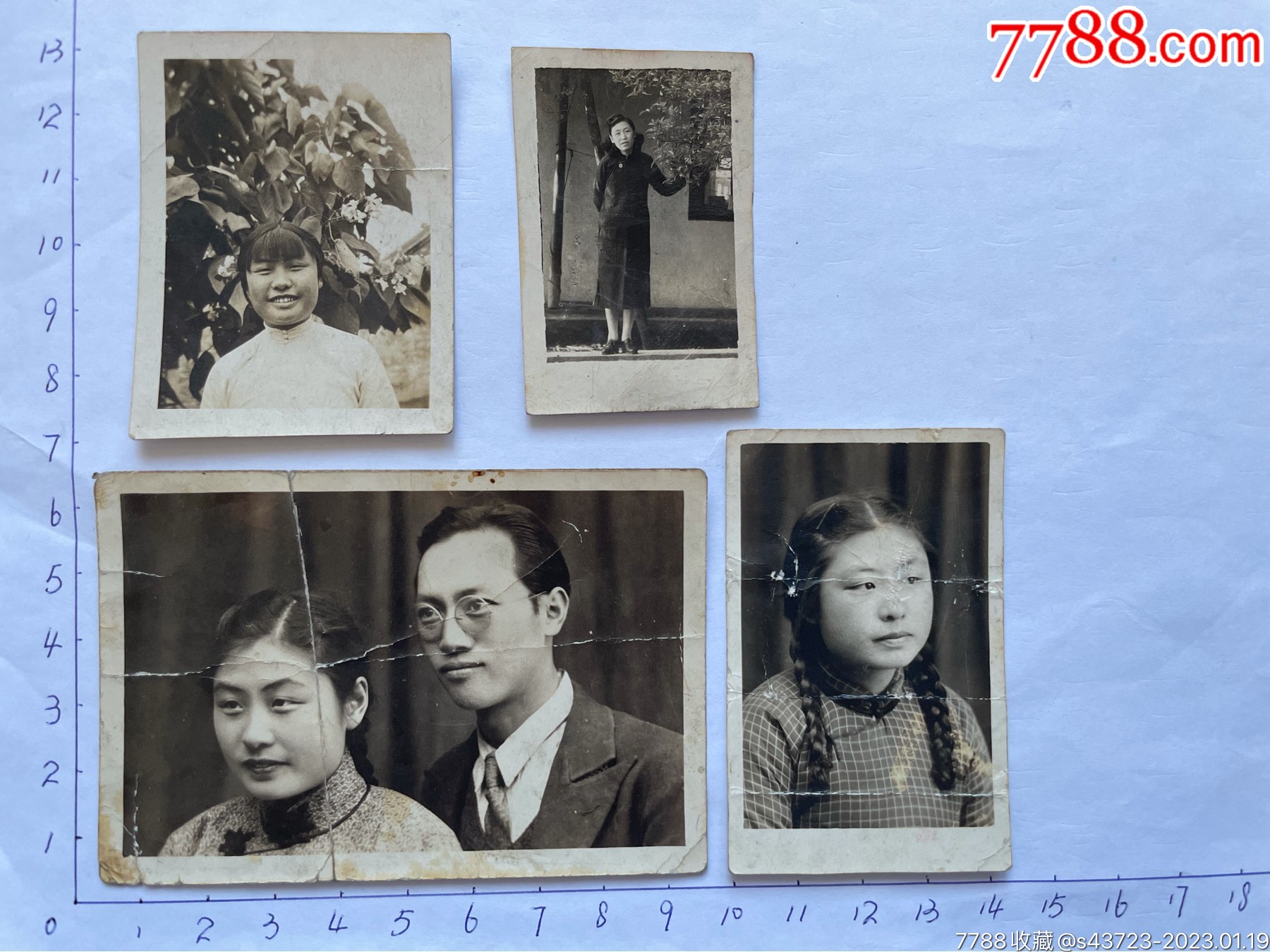抗战时期（1941-1942）女学生照片一组四张_老照片_关外藏宝阁【7788收藏__收藏热线】