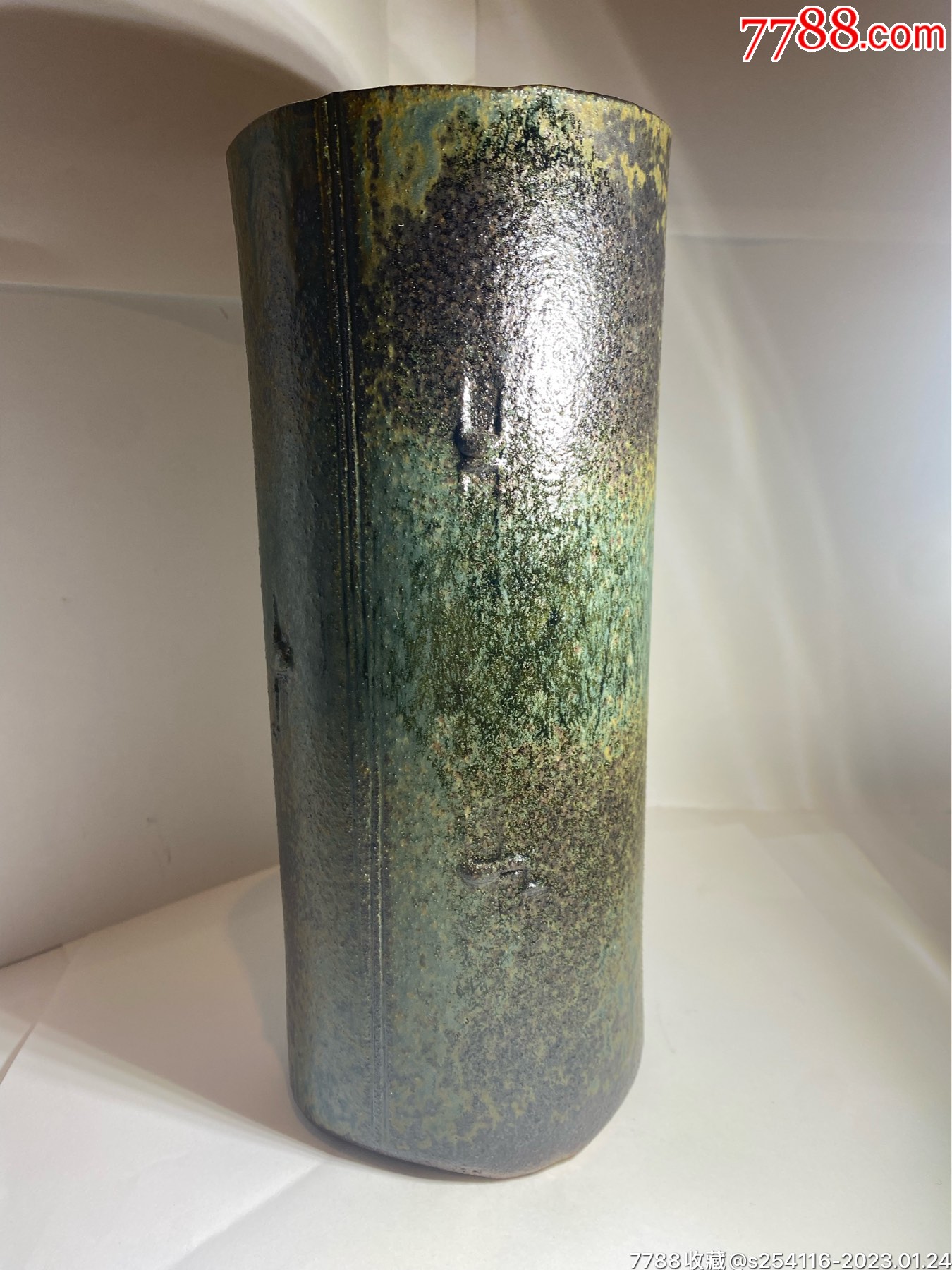 日本龙窑河村益弘手工烧陶花瓶直径10cm高23.5cm重1294克特价280包邮-价格:280元-se91612266-花盆/花器-零售-7788收藏__收藏热线