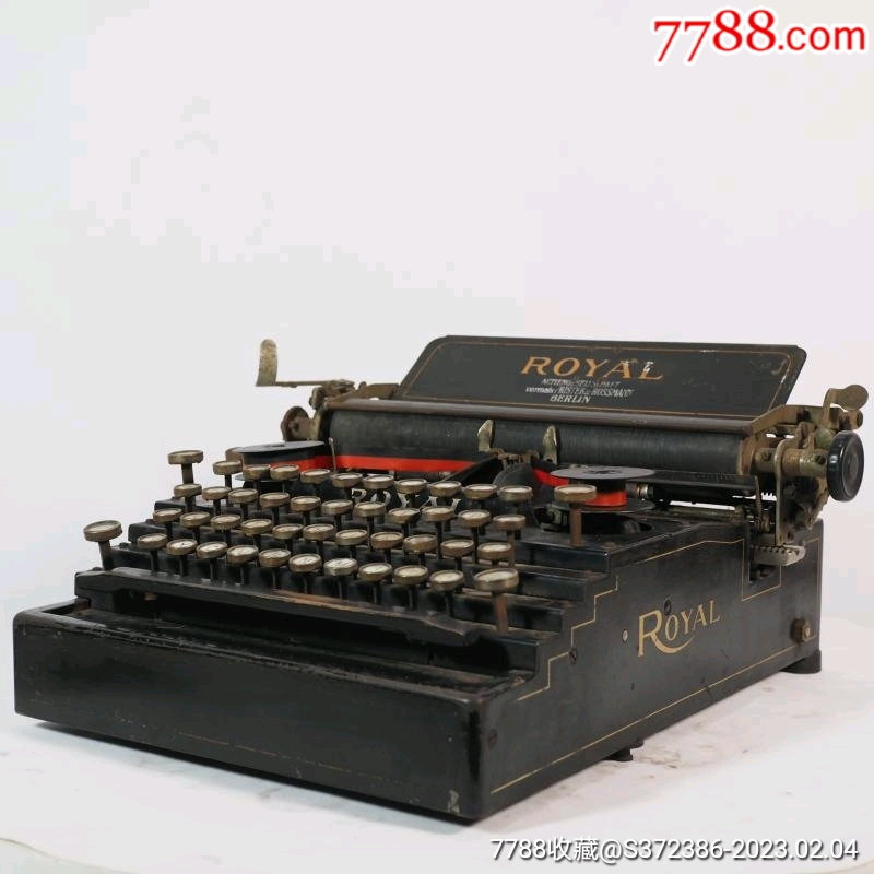 1908年西洋古董Royal柏林版机械英文打字机金属简单工作7品_打字机_图片鉴赏_收藏价值_7788怀表收藏