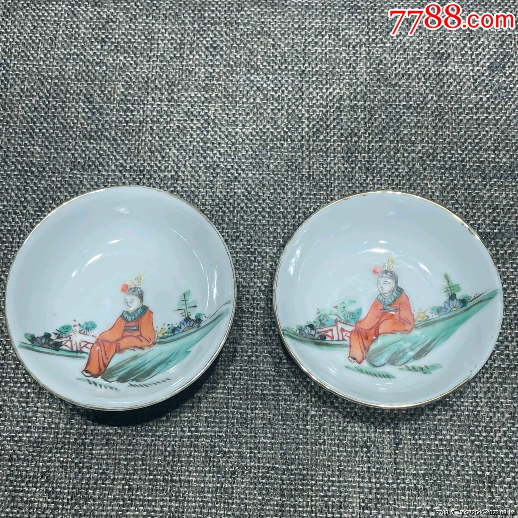 人物彩碟一对_彩绘瓷/彩瓷_图片欣赏_收藏价格_7788连环画