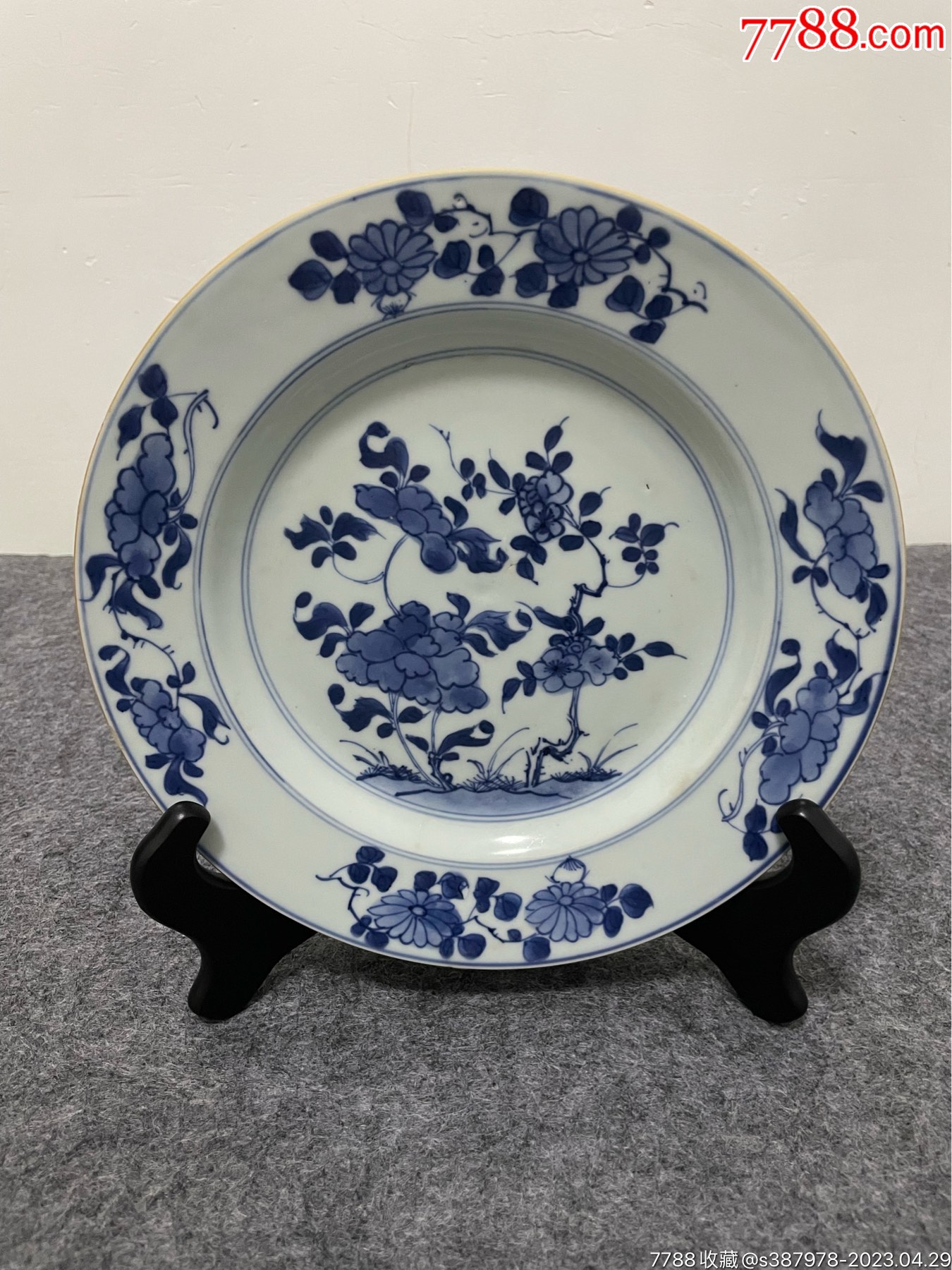 康熙青花花卉纹盘_旧瓷器_博悦古瓷【7788收藏】