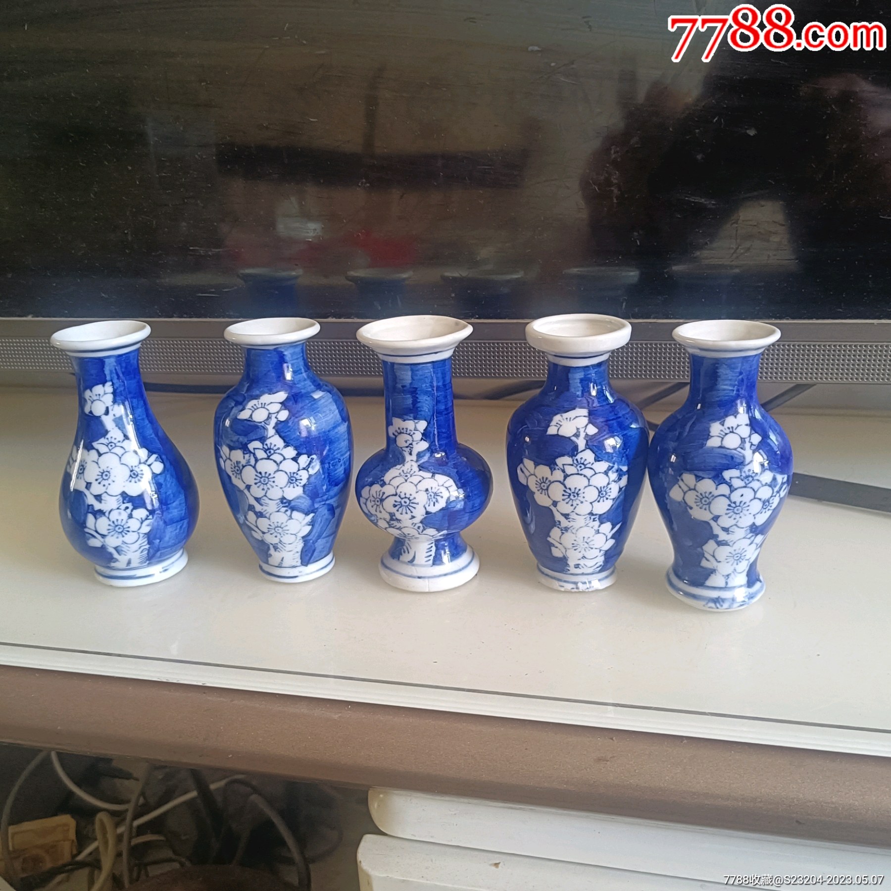 几十年冰梅纹蓝釉小瓶子5个10cm-价格:138元-se93737019-青花瓷-零售-7788收藏__收藏热线