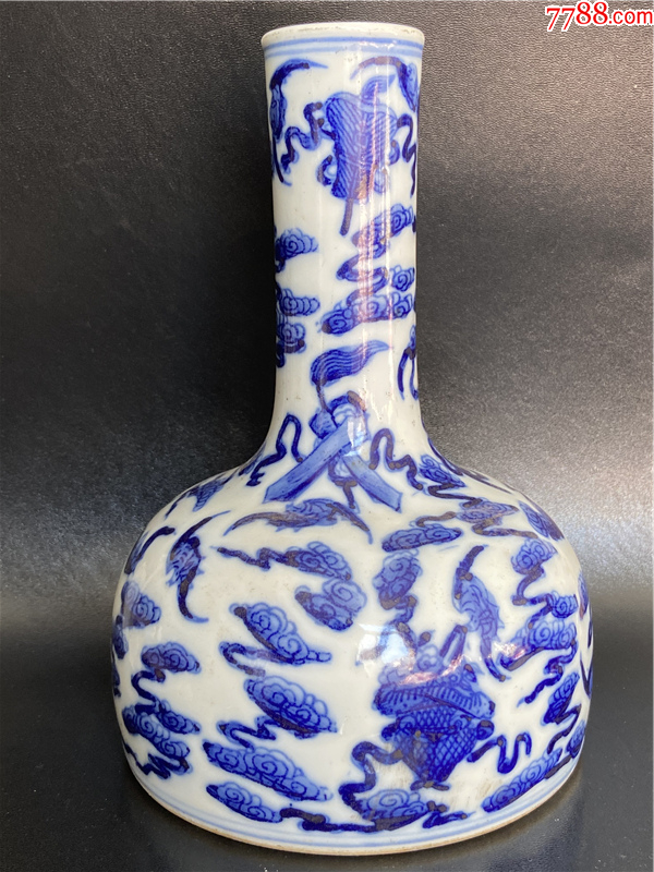 一口价青花瓷铁线暗八仙纹摇铃尊花瓶瓷器摆件特价包邮_青花瓷_古藏小馆子【7788收藏__收藏热线】