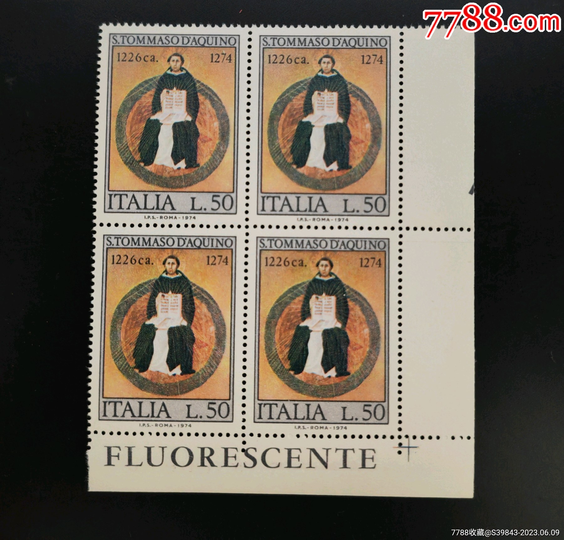 意大利邮票1974年神学家阿奎1全直角边方连方向随机7907-价格:8元-se94397365-欧洲邮票-零售-7788收藏__收藏热线