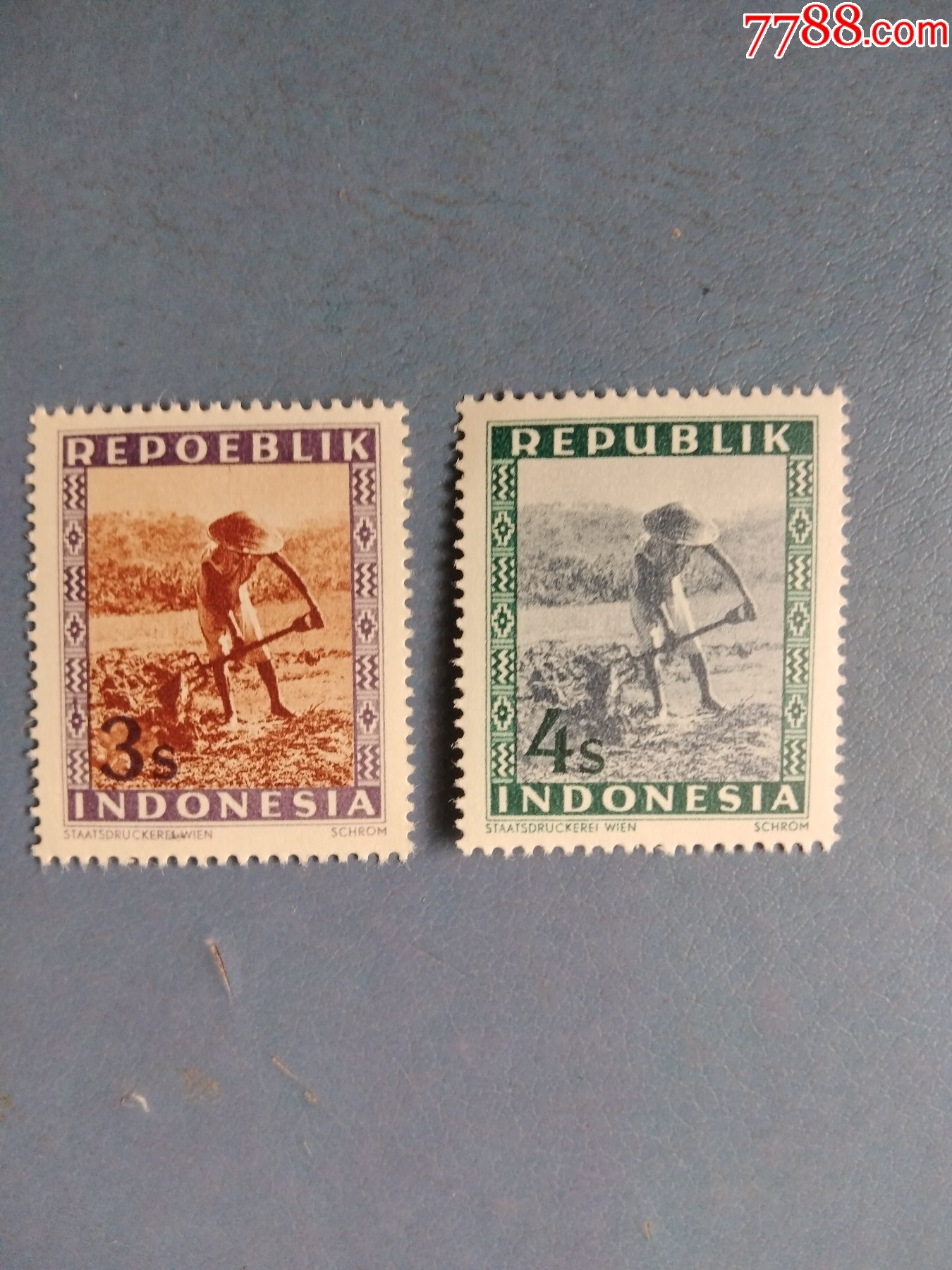 印度尼西亚邮票1949年农民耕种2枚（无邮戳新票）-价格:3元-se94400111-亚洲邮票-零售-7788收藏__收藏热线