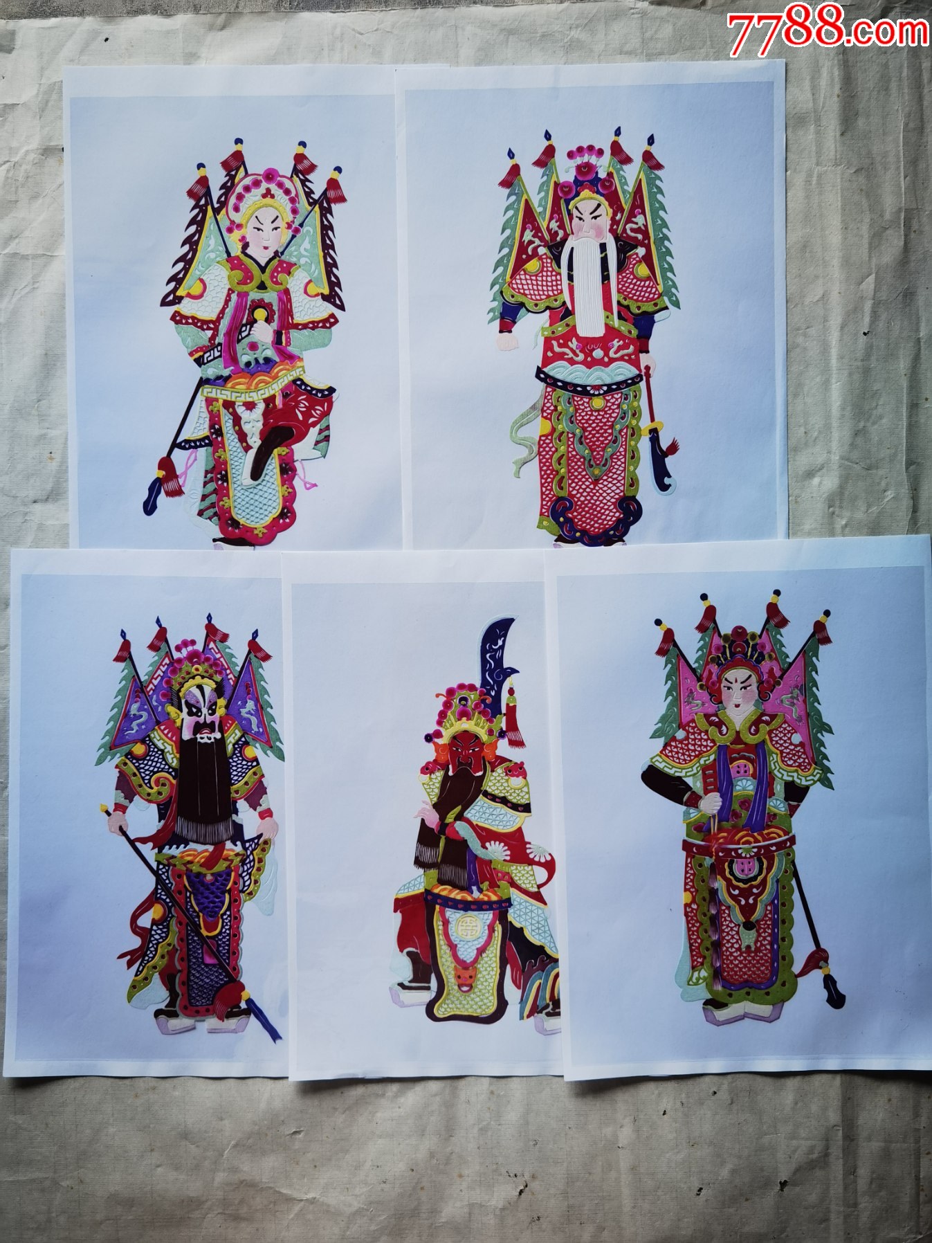 河北蔚县点色剪纸，戏曲人物剪纸，一套5张。_剪纸/窗花_图片鉴赏_收藏价值_7788古籍收藏