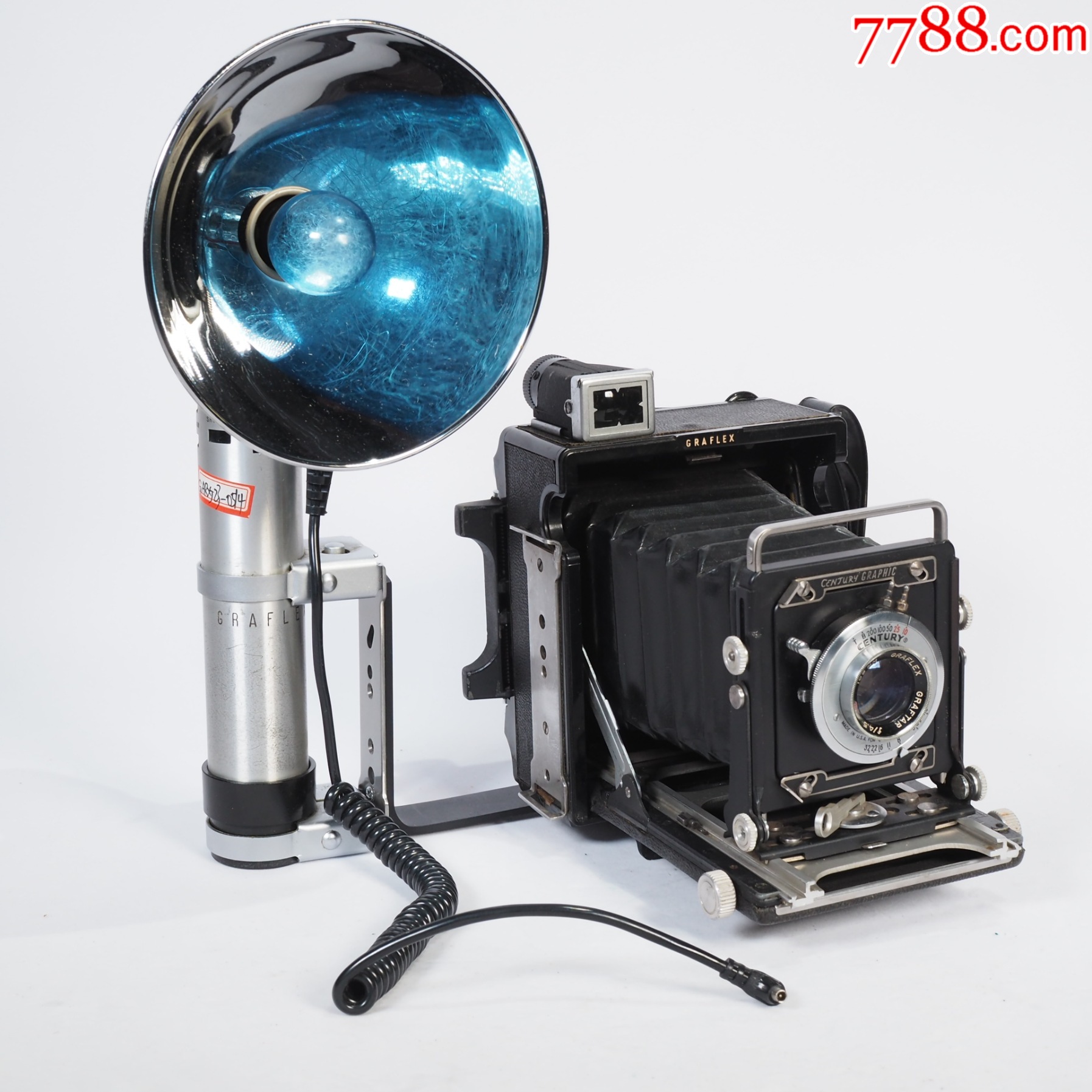 民国老上海1940s古董格莱菲Graflex冒烟镁丝灯泡闪光皮腔折叠相机_傻瓜机/胶片相机_古董影像器材收藏【7788收藏__收藏热线】