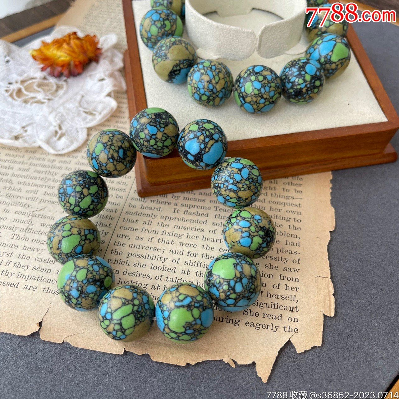 蓝绿松石乌兰花唐三彩圆珠20mm顶珠散珠男士手串毛衣链配饰-价格:55元-se95038123-玛瑙/宝石手串-零售-7788收藏__收藏热线