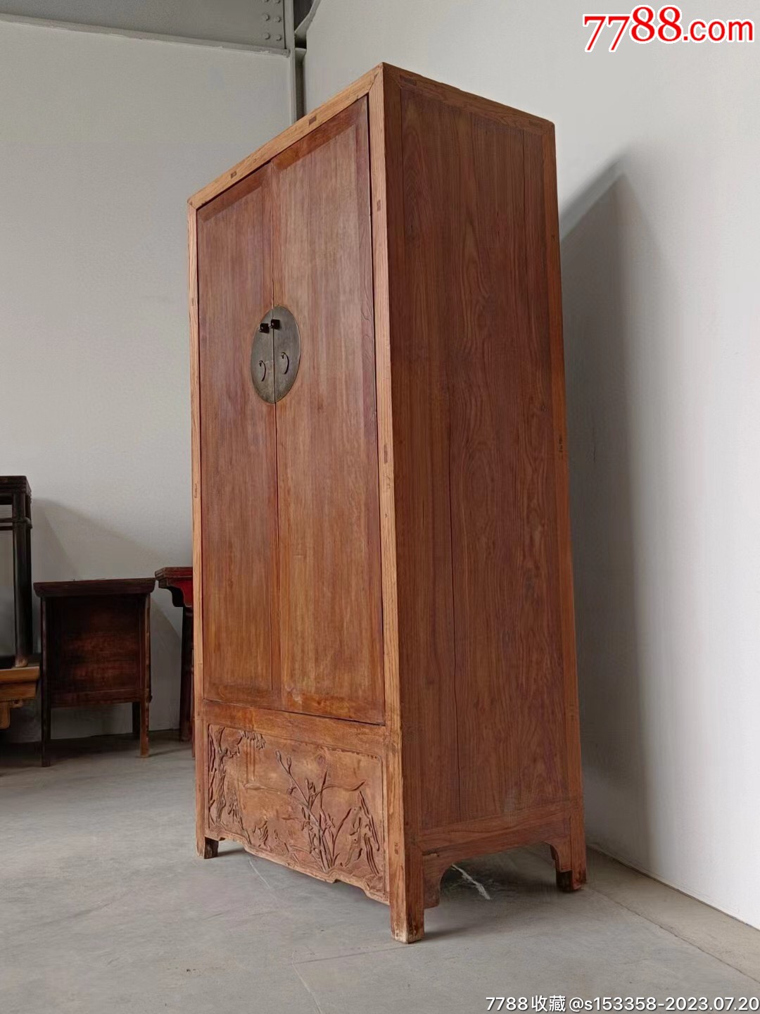 清代：榆木，文房四平书柜。整体保存完整，尺寸：宽101，侧宽57，高196.5。-价格:4850元-se95149148-木柜/木橱-零售-7788收藏__收藏热线