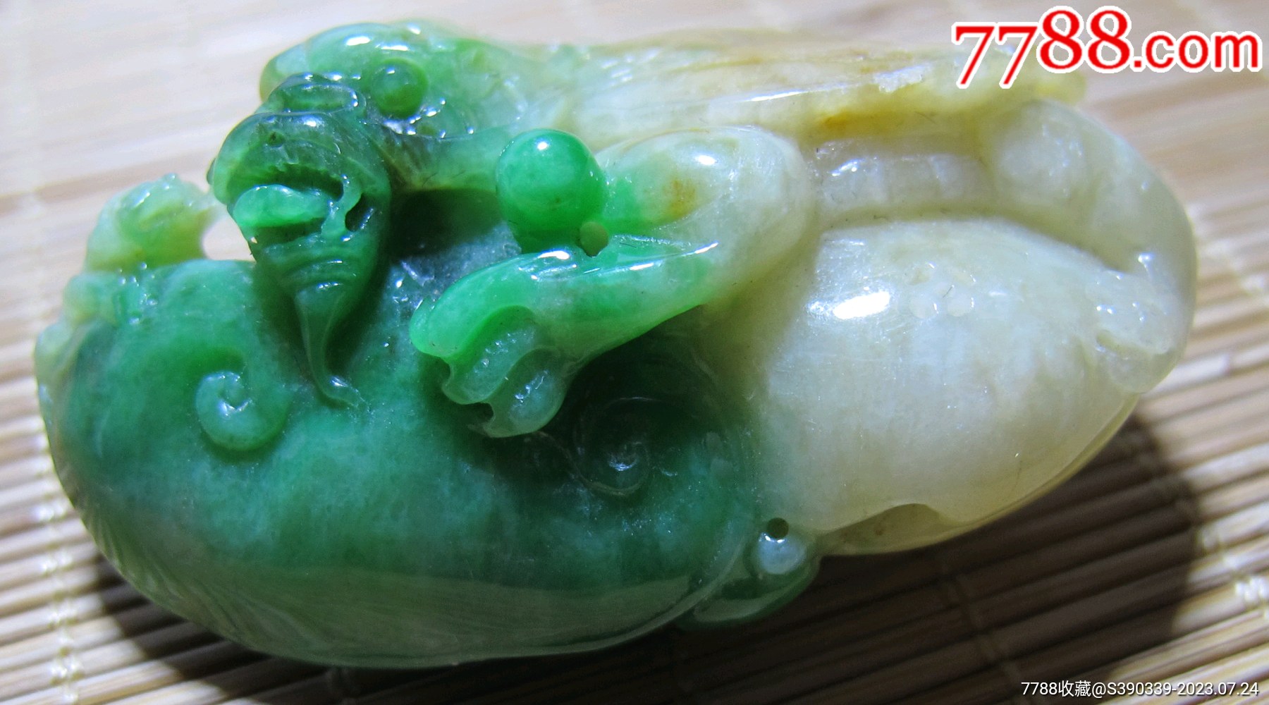 A货翡翠三彩如意龙龟证书ys19-7-价格:65000元-se95223138-翡翠/缅甸玉-零售-7788收藏__收藏热线