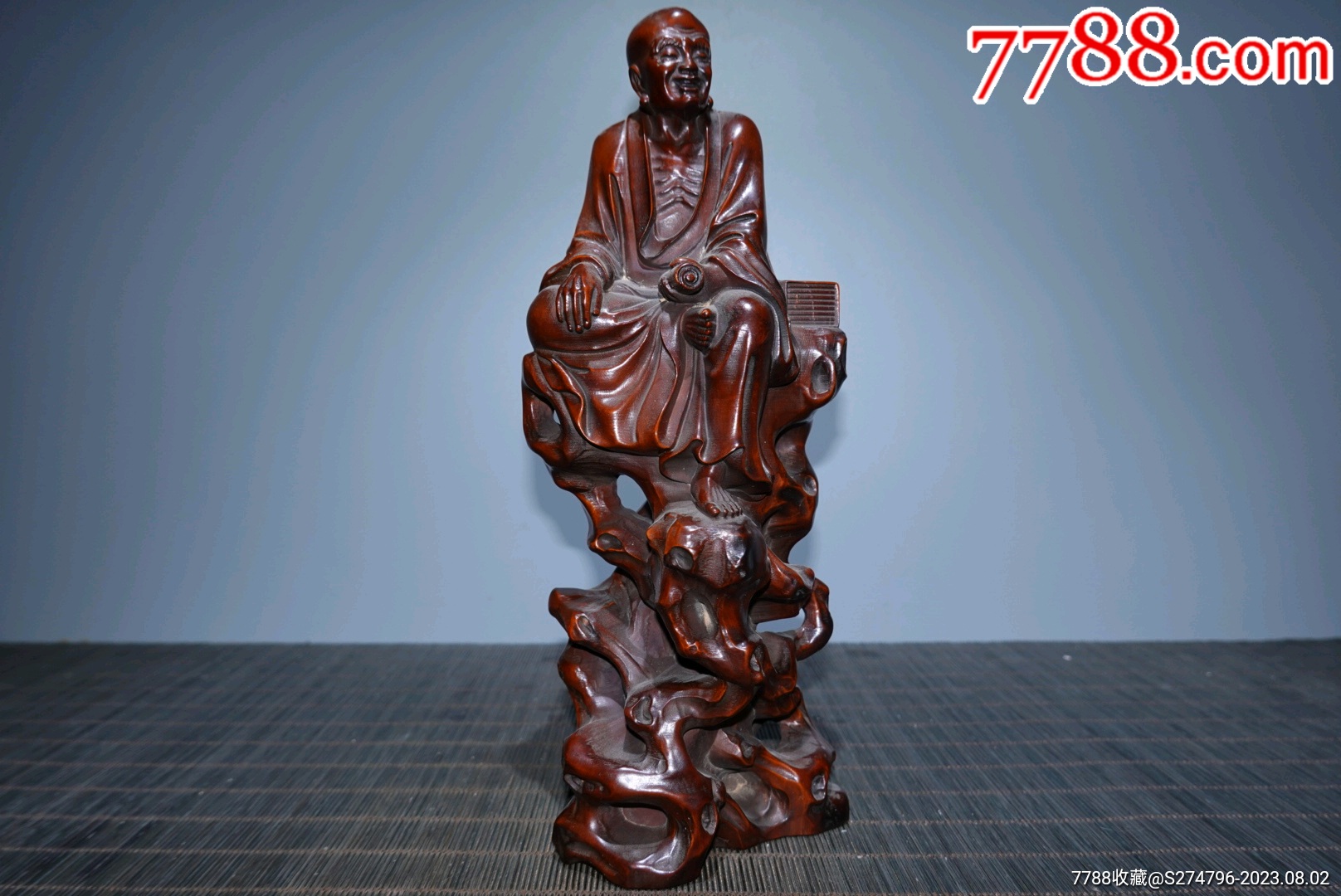 旧藏黄杨木罗汉摆件，长8cm,宽7cm,高22cm,重401g-价格:480元-se95386981-木佛像/人像-零售-7788收藏__收藏热线