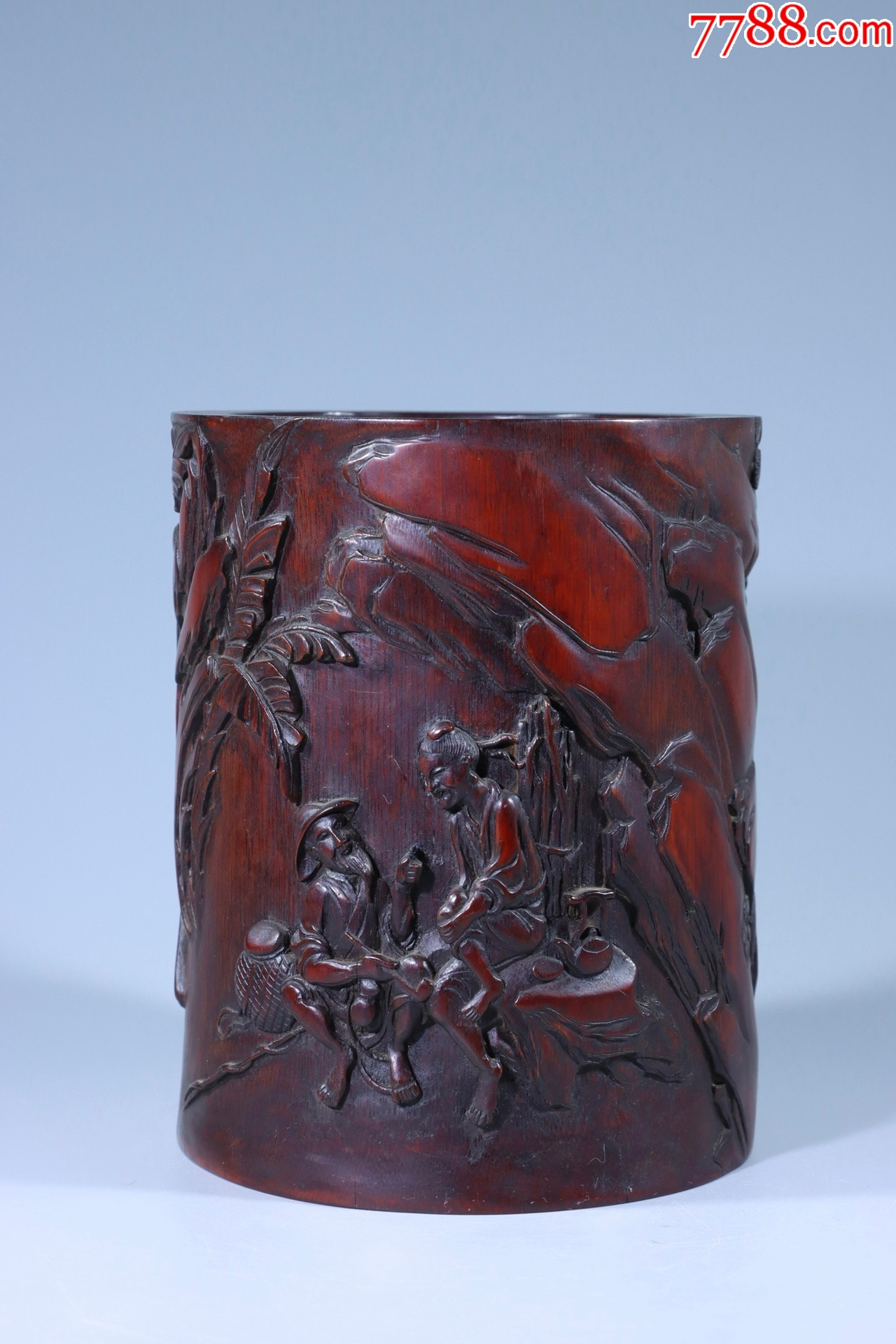 清代竹雕渔樵耕读文房笔筒-价格:7600元-se95501806-笔筒-零售-7788收藏__收藏热线