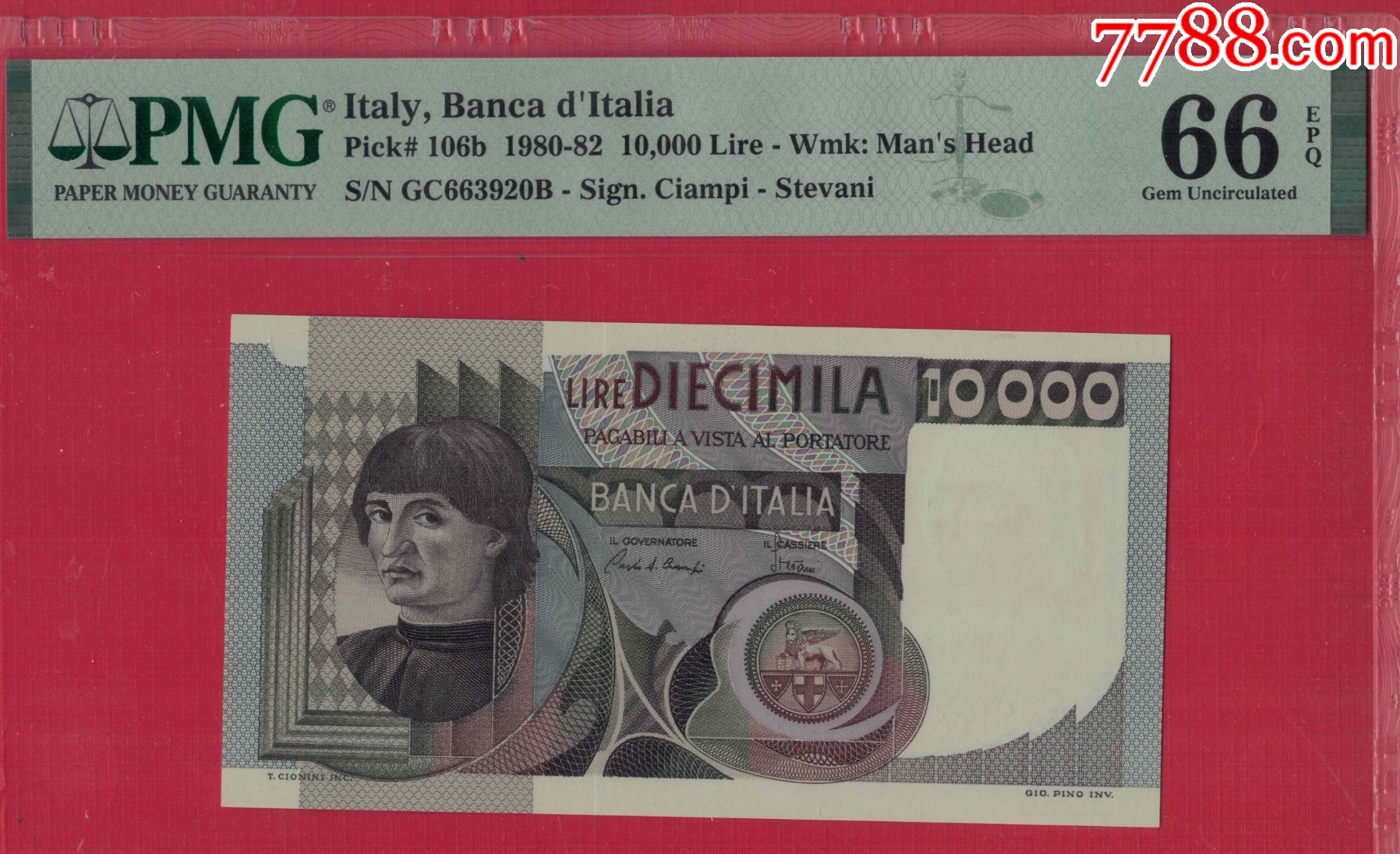 意大利10000里拉1982年克劳斯P-106b无47欧洲实物图UN-价格:388元-se95551647-外国钱币-零售-7788收藏__收藏热线