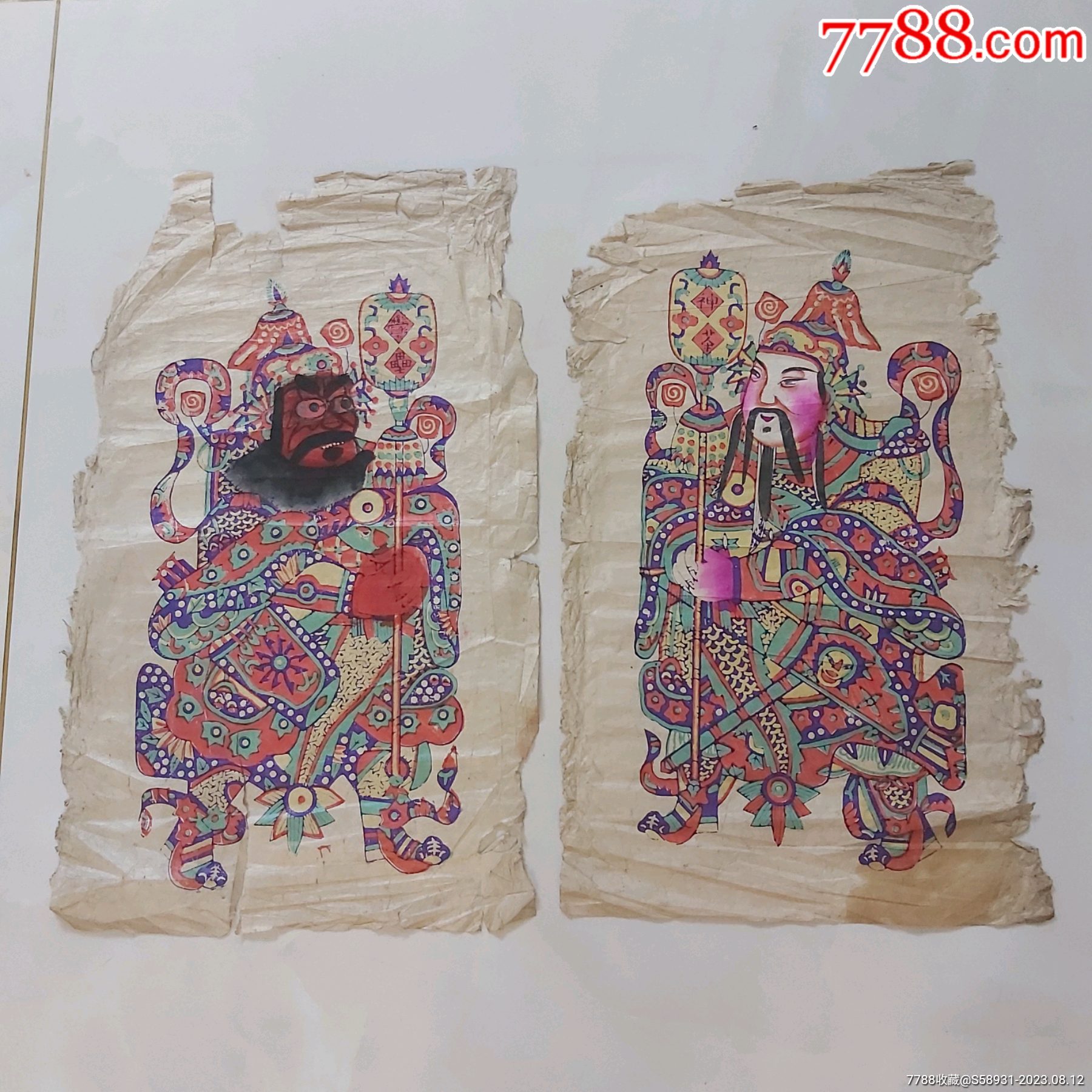 清代套色木版年画（门神）一对-价格:1500元-se95579270-年画/宣传画-零售-7788收藏__收藏热线