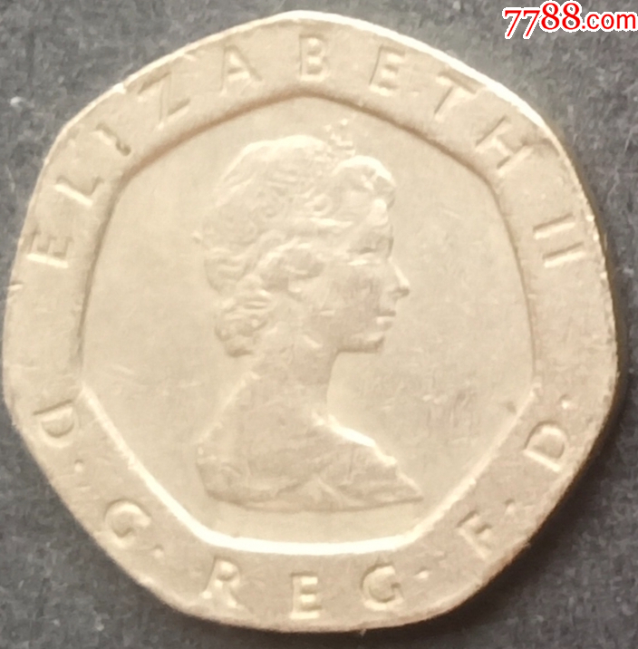 英国1982年20便士镍质多边异形硬币女王伊莉萨白二世头像_俏夕阳【7788商城__七七八八商品交易平台(7788.com)】