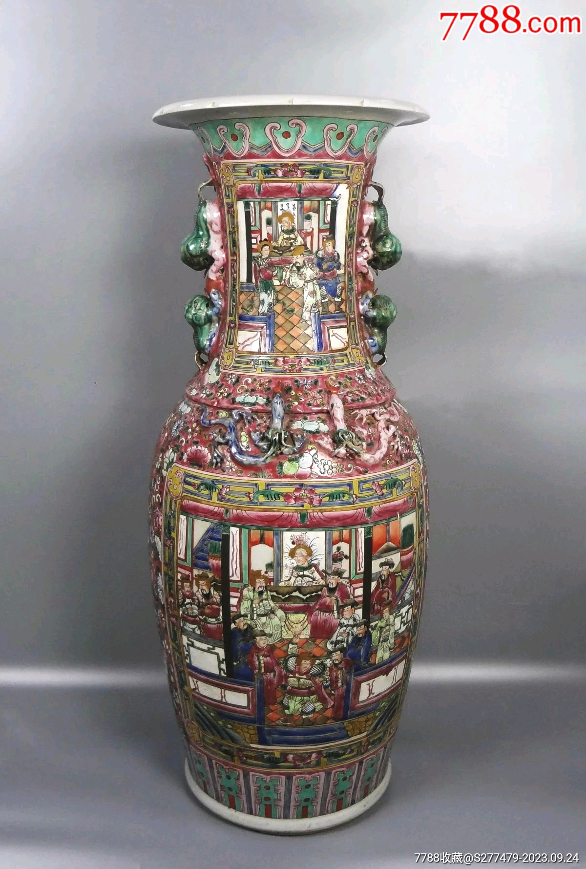 晚清粉彩刀马人大瓶一对-价格:88888元-se96364105-彩绘瓷/彩瓷-零售-7788收藏__收藏热线