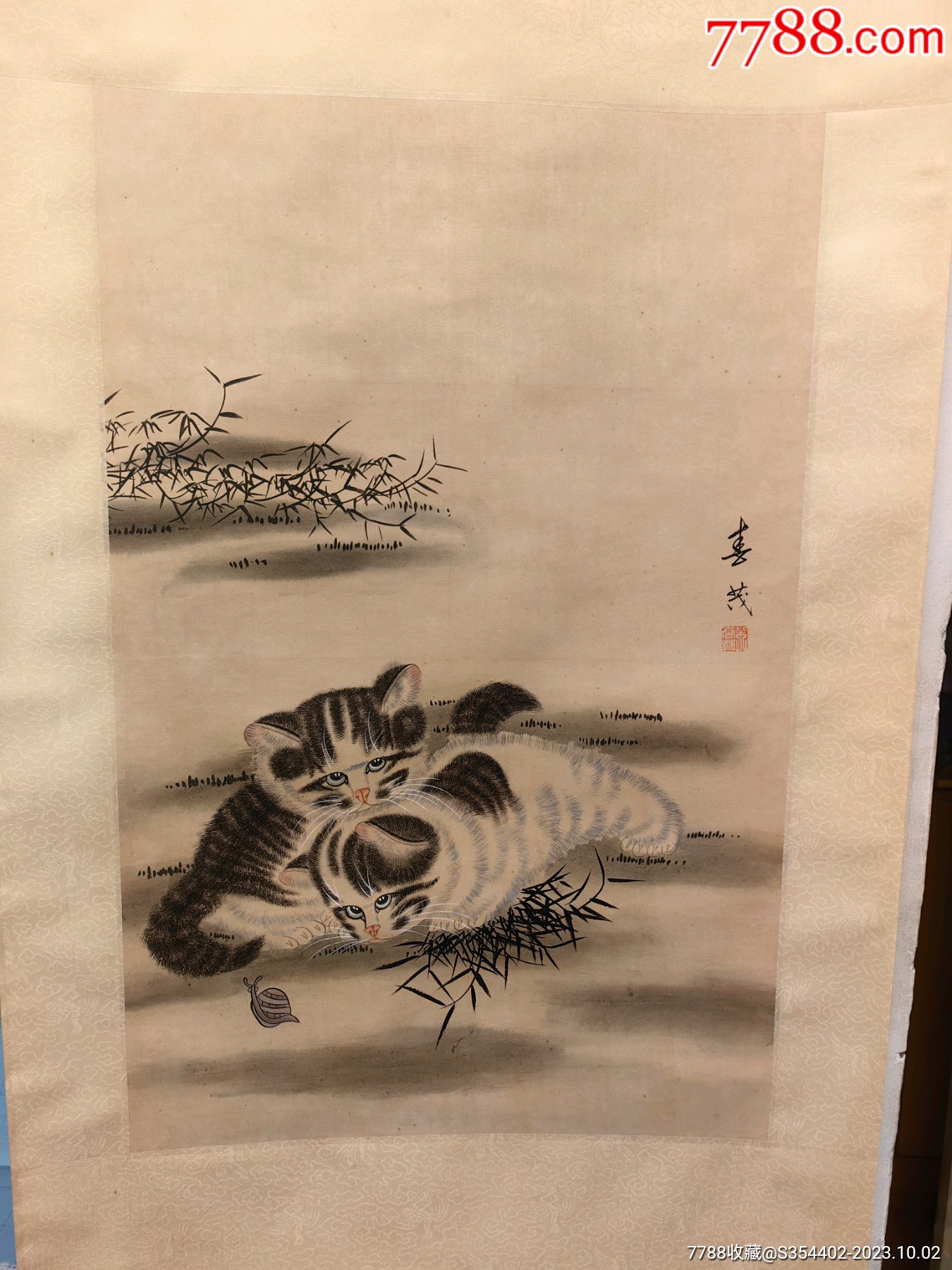 画猫大家米春茂早年精品猫一幅，保真假一赔十，低价转让识者捡漏。_花鸟国画原作_宇宸书画苑【7788收藏__收藏热线】