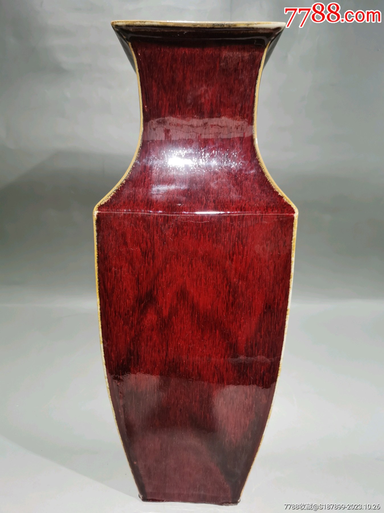 红釉双耳方瓶-价格:3333元-se96958467-红釉瓷-零售-7788收藏__收藏热线