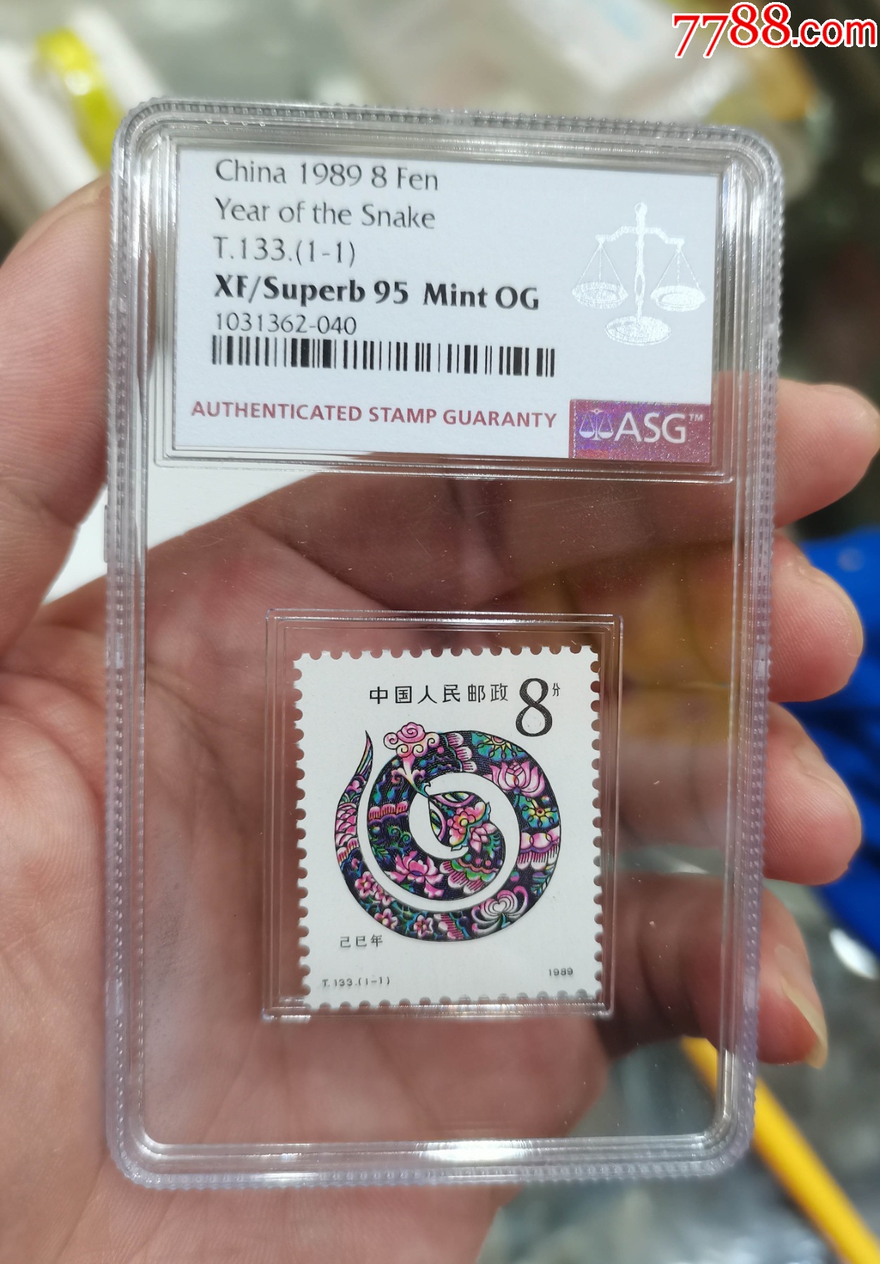 T133一轮蛇生肖邮票，ASG评级95分，号段1031362-040。_“T”字邮票_邮品供销社【7788收藏__收藏热线】