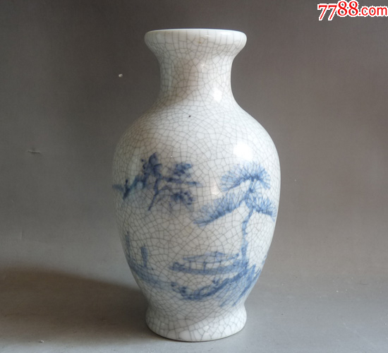 景德镇开片青花瓶_青花瓷_怀旧时光古玩店【7788收藏__收藏热线】