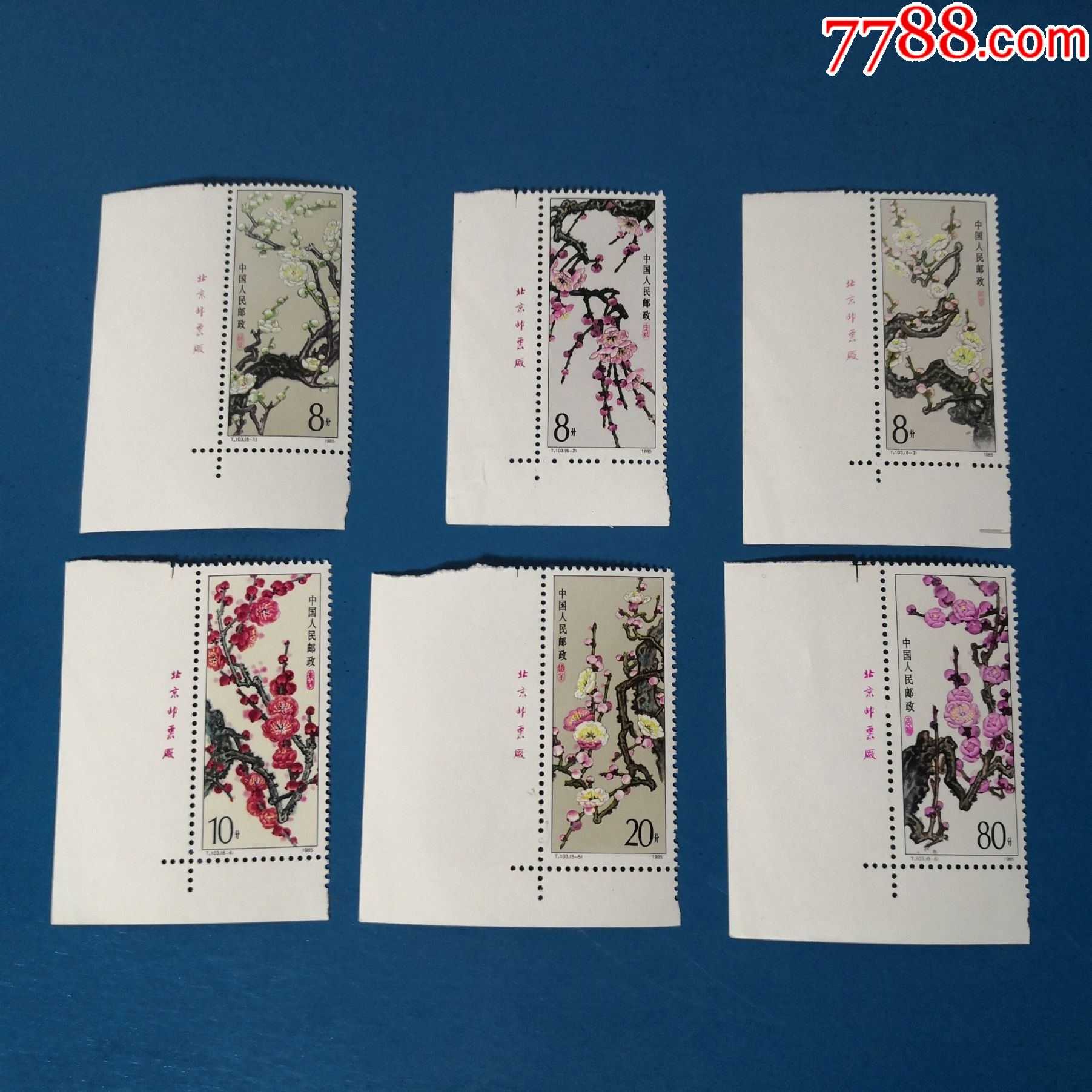 T103梅花大边新票一套（北京邮票厂厂名）_新中国邮票_襄阳地方邮币卡藏品【7788收藏__收藏热线】