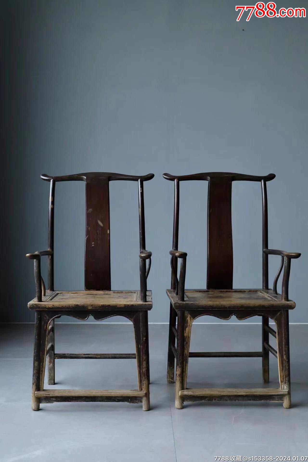 清代大四一对，整体简洁空灵，古朴大方，线条流畅-价格:6300元-se98340954-木椅/凳-零售-7788收藏__收藏热线
